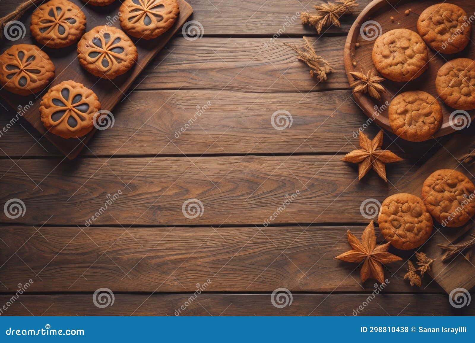 Cookies on a Wooden Table. Top View Stock Photo - Image of traditional ...