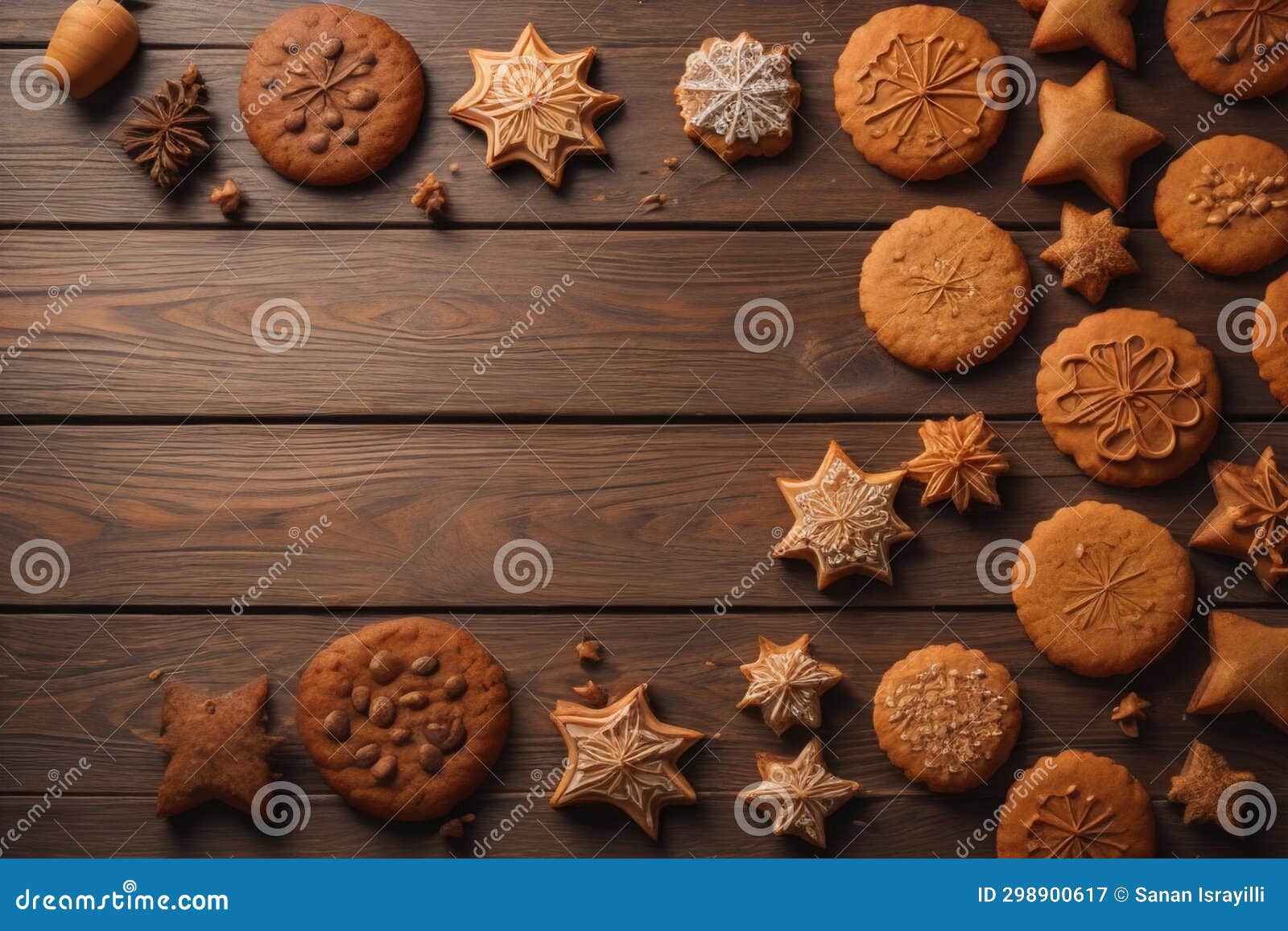 Cookies on a Wooden Table. Top View Stock Image - Image of bakery ...