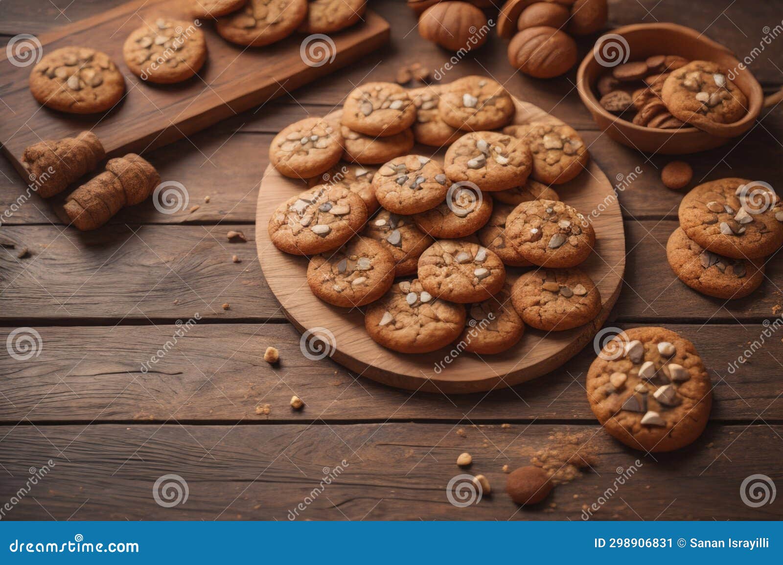 Cookies on a Wooden Table. Top View Stock Image - Image of table ...