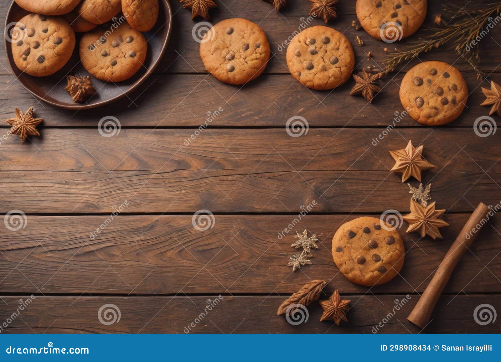 Cookies on a Wooden Table. Top View Stock Photo - Image of rustic ...