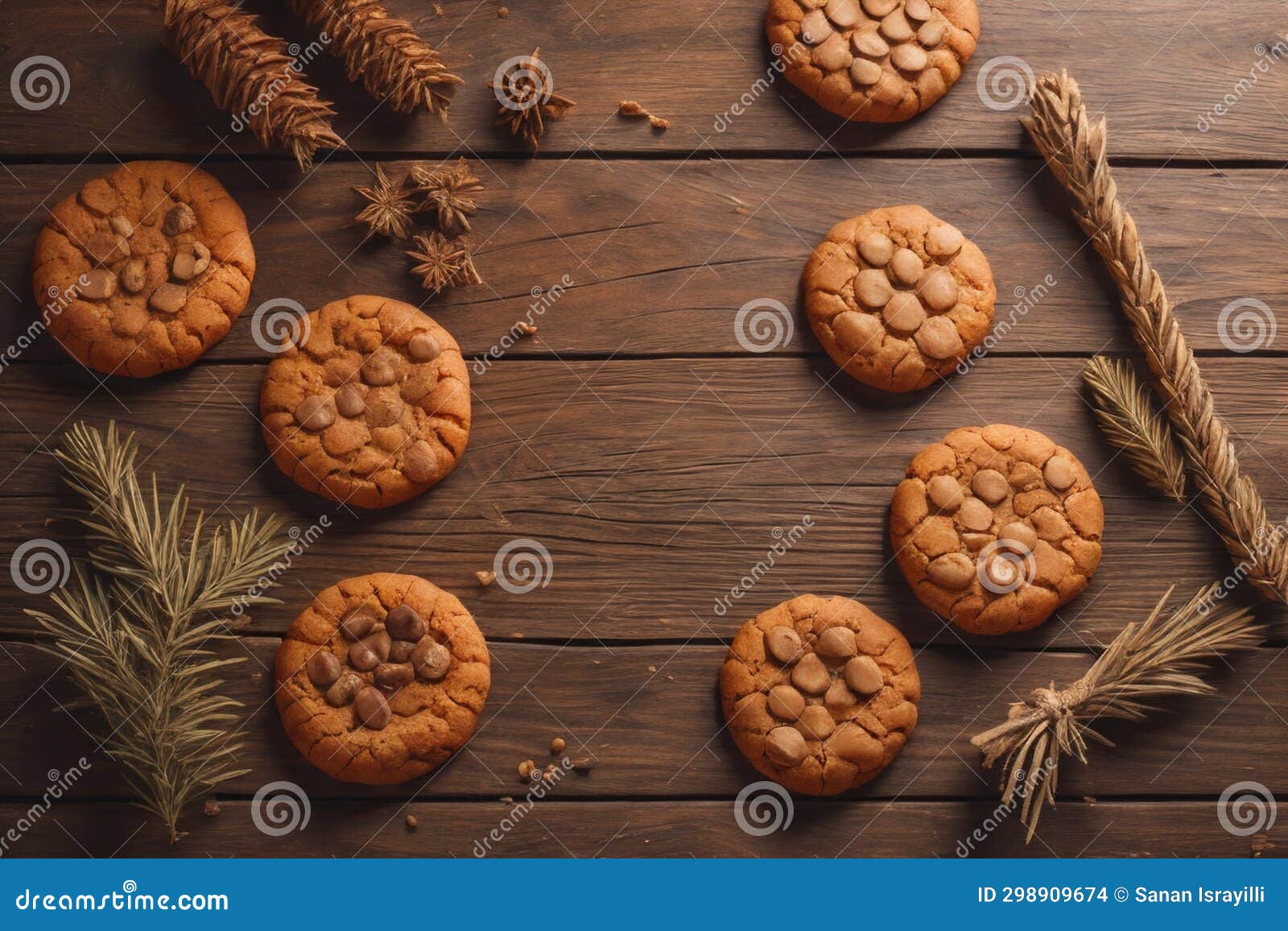 Cookies on a Wooden Table. Top View Stock Photo - Image of snack ...