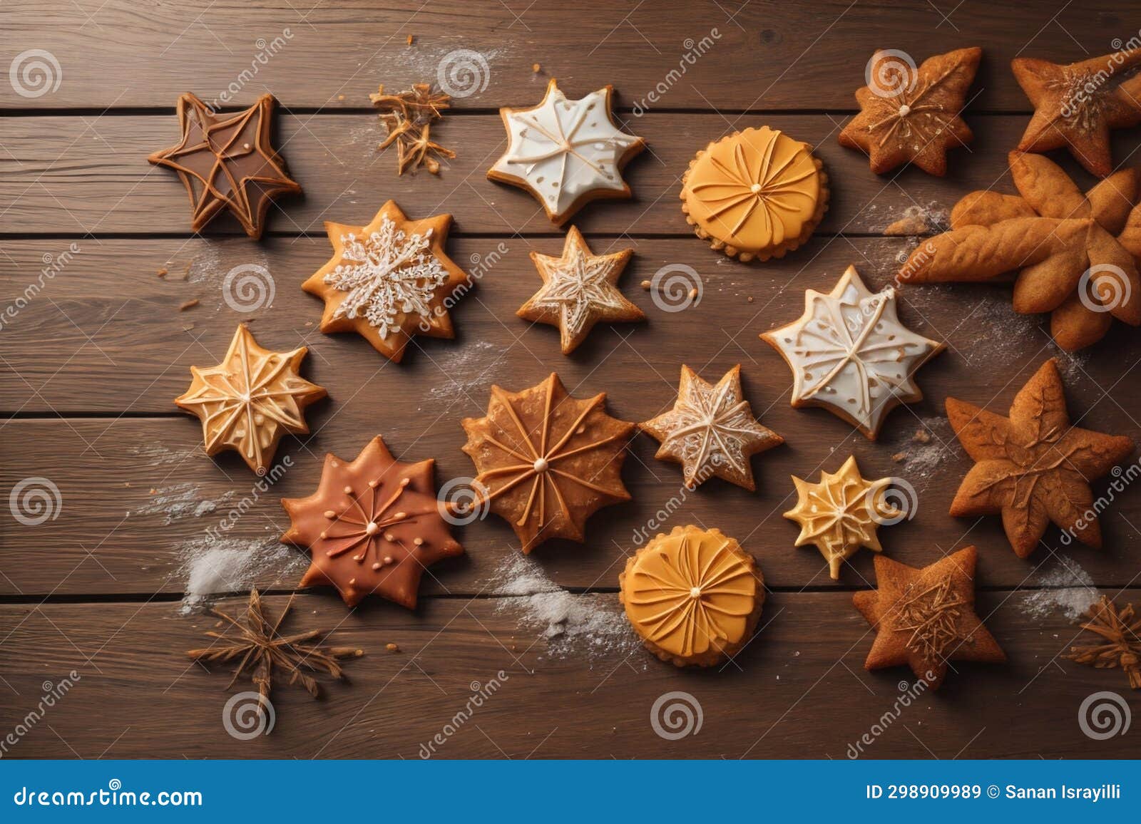 Cookies on a Wooden Table. Top View Stock Illustration - Illustration ...
