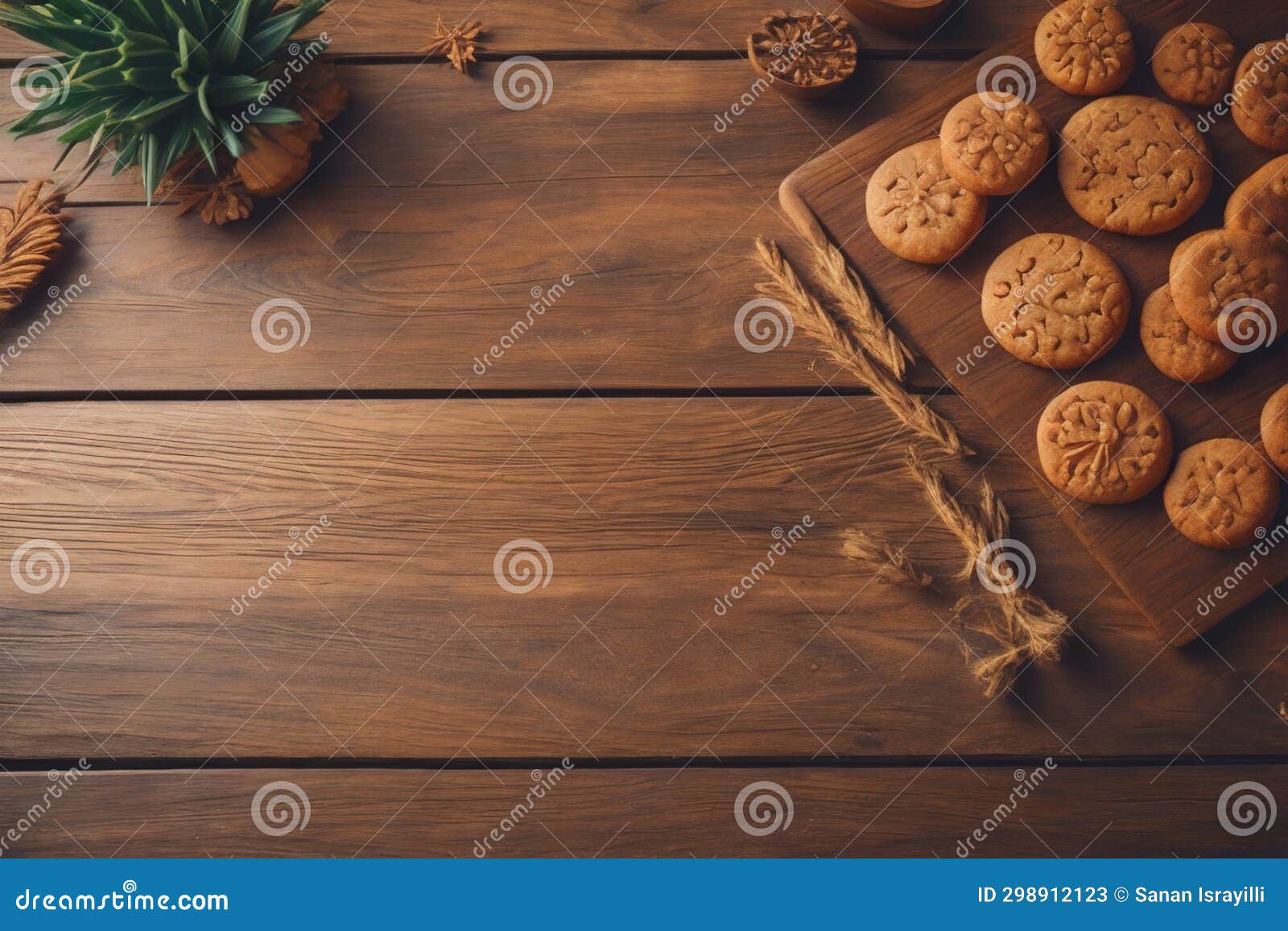 Cookies on a Wooden Table. Top View Stock Image - Image of table ...