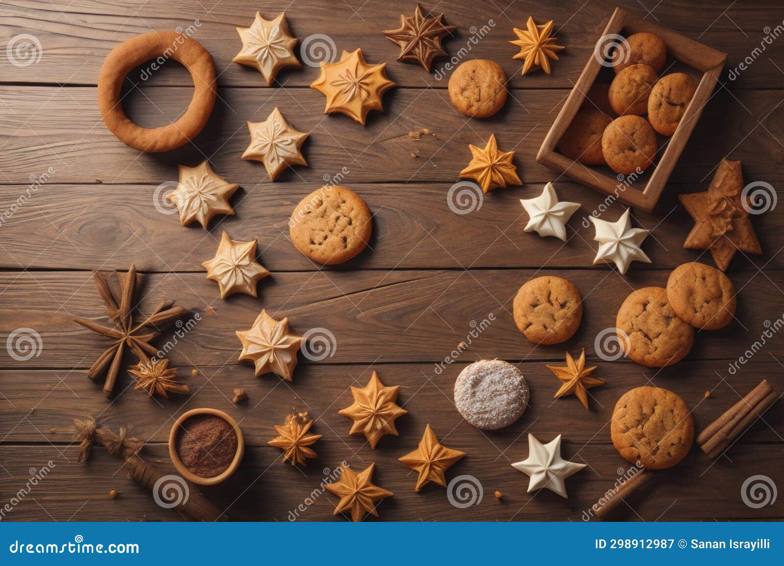 Cookies on a Wooden Table. Top View Stock Image - Image of rustic ...
