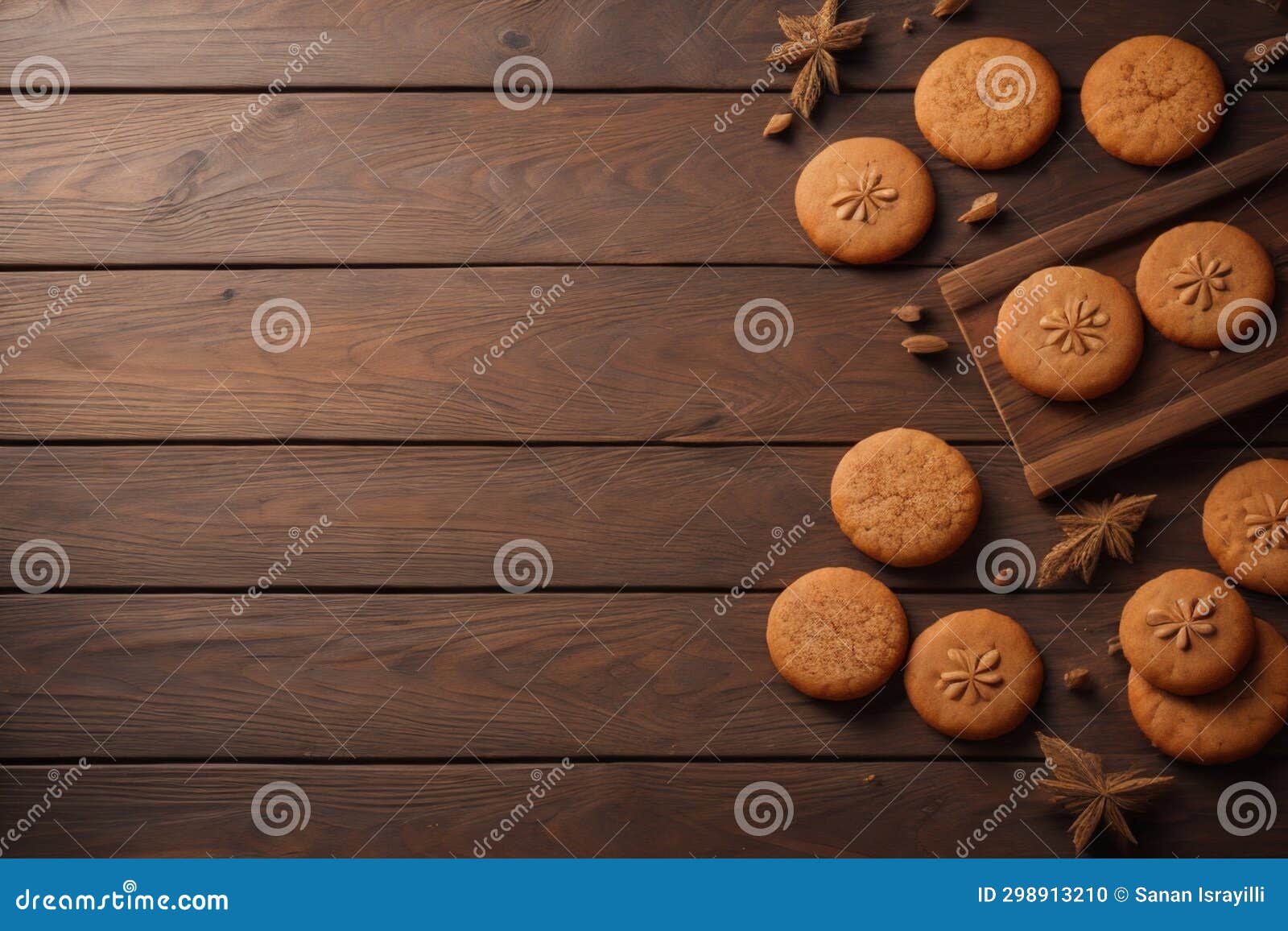 Cookies on a Wooden Table. Top View Stock Photo - Image of snack ...