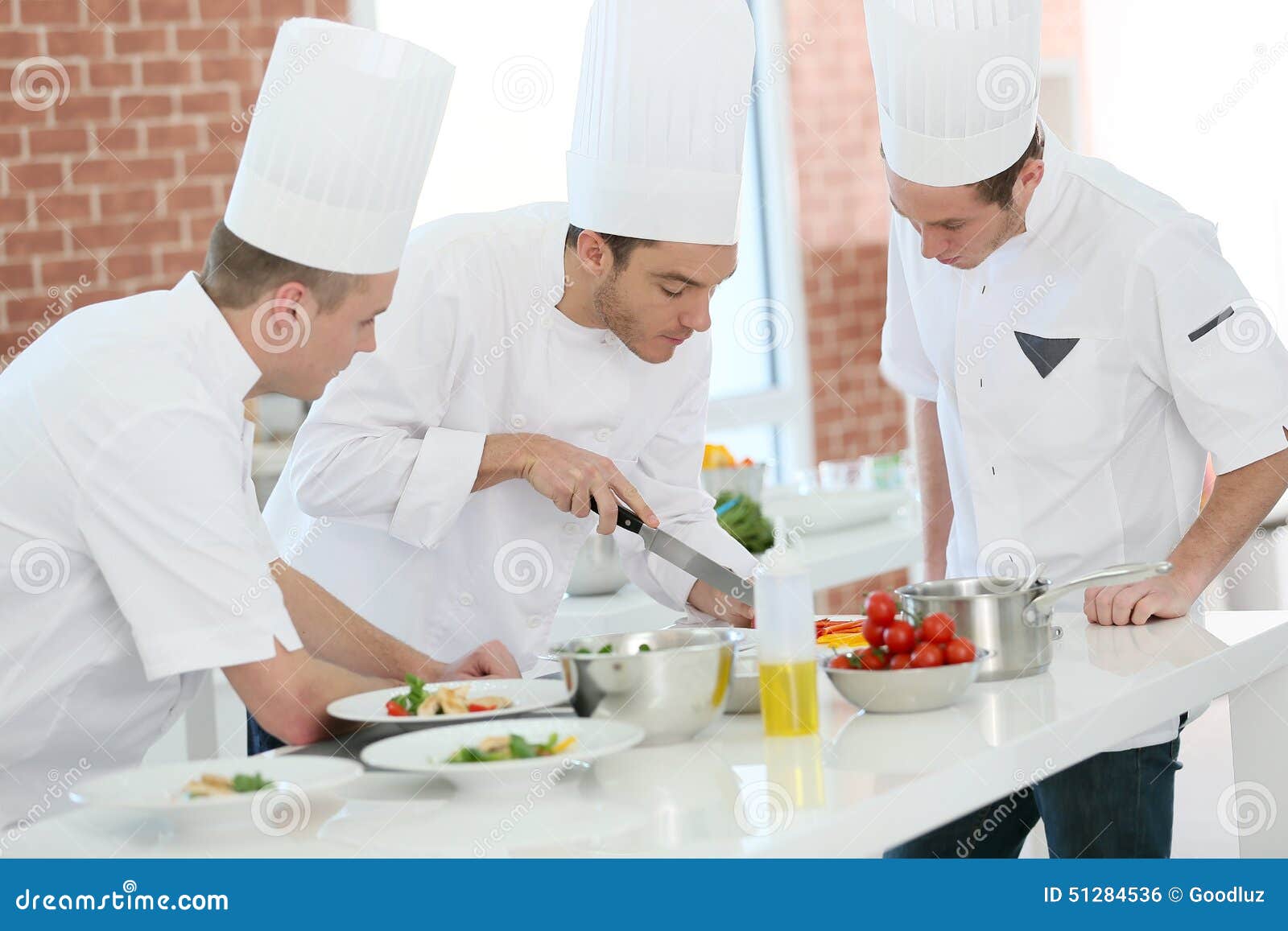 Cookin Training with Students in Restaurant Stock Photo - Image of ...