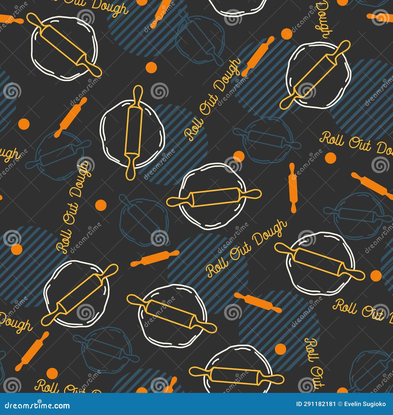 Cooking Activity Roll the Dough Vector Graphic Seamless Pattern Stock ...