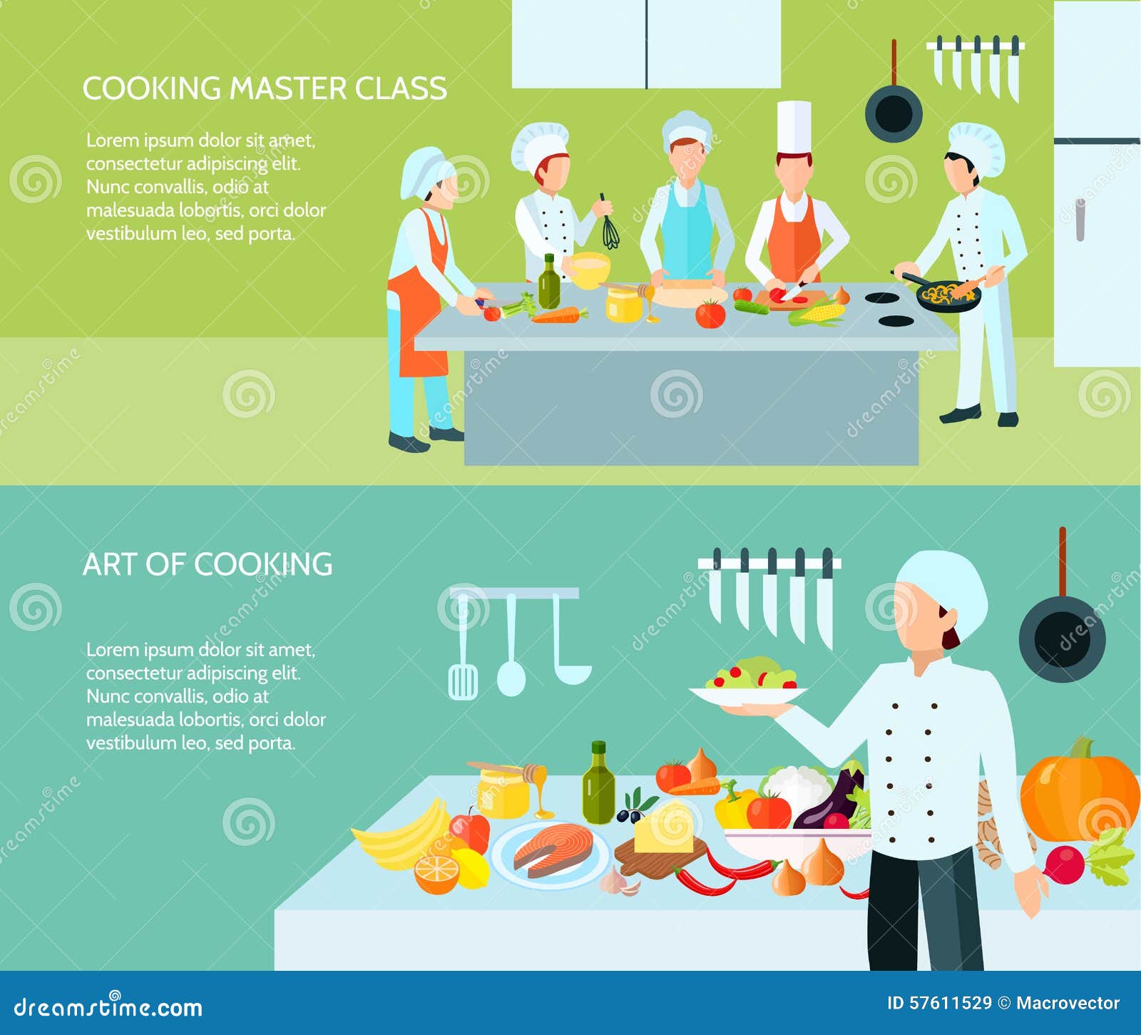 Cooking Art Banner Set stock vector. Illustration of food - 57611529