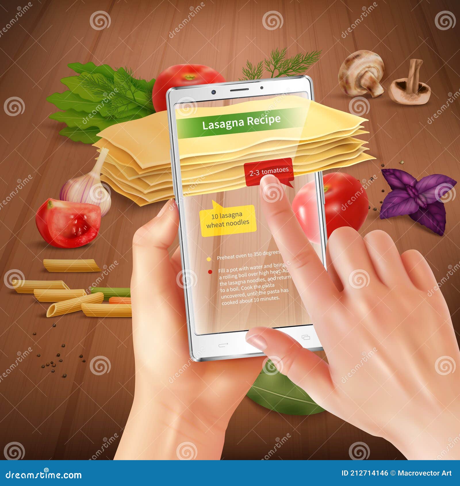 Cooking Augmented Reality stock vector. Illustration of food - 212714146