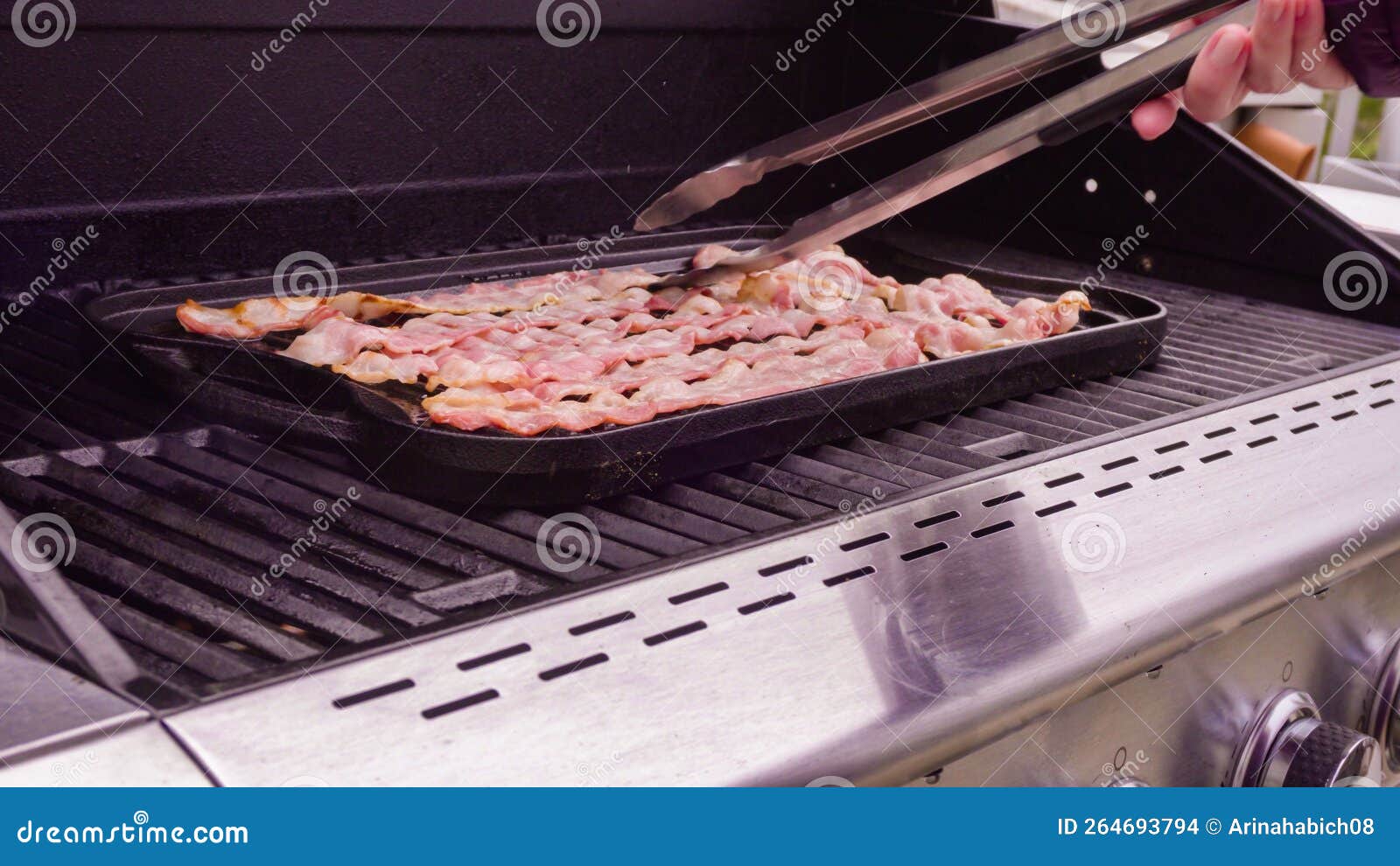 Cooking bacon stock photo. Image of meat, pork, bacon - 264693794