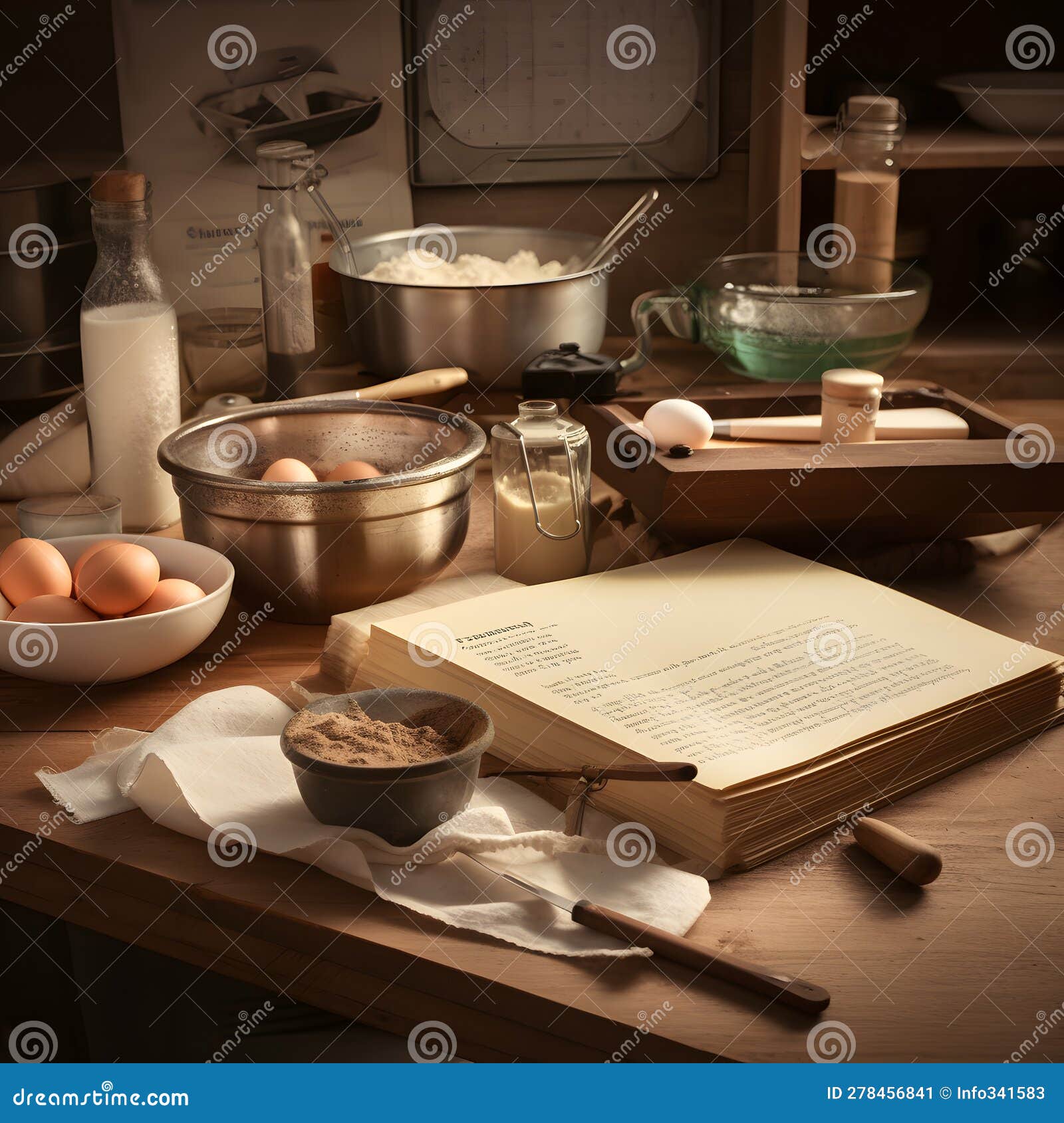Cooking Baking Recipes Cinematic Three Generative AI Stock Illustration ...