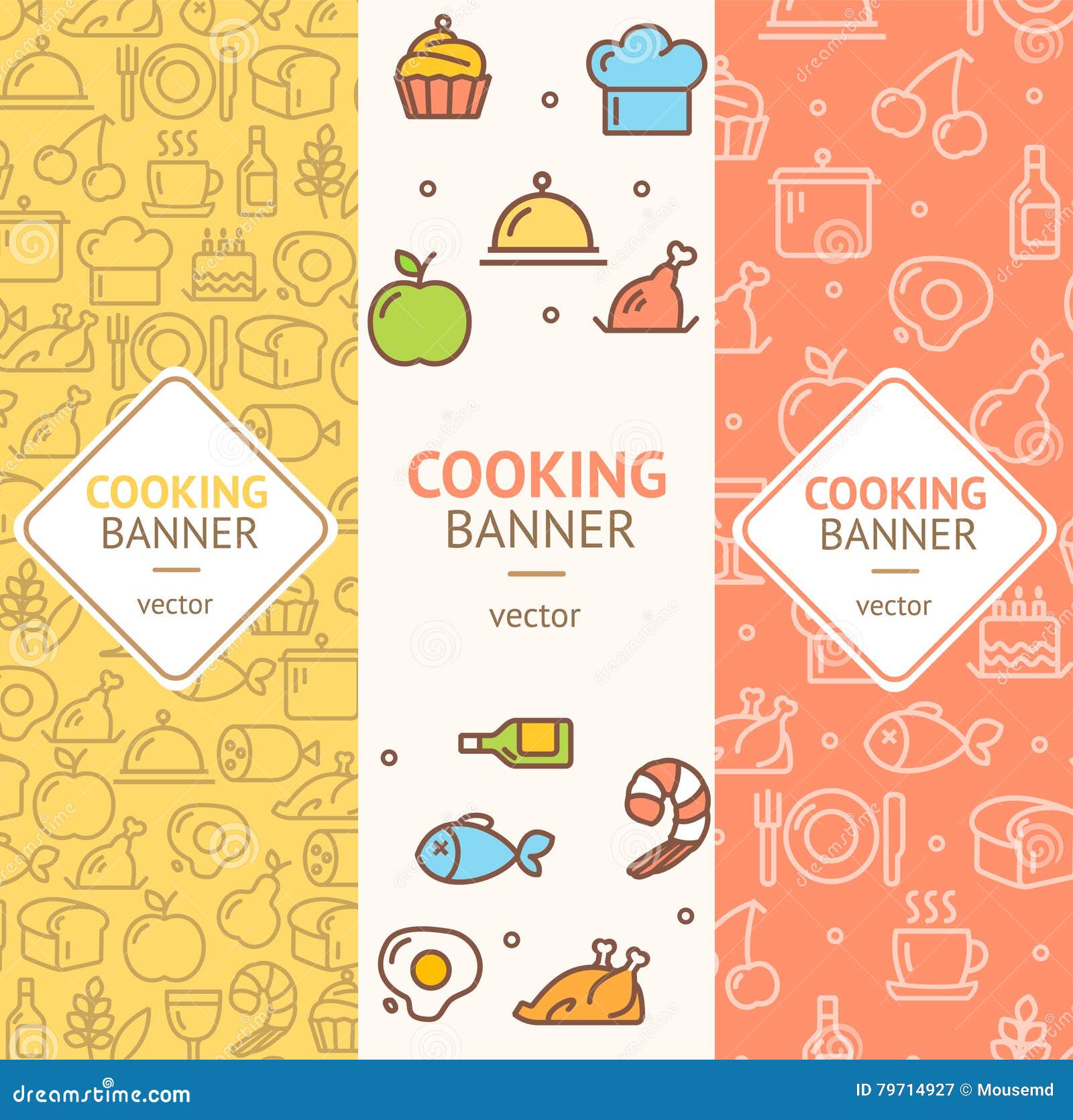 Cooking Banner Flyer Vertical Set. Vector Stock Vector - Illustration ...