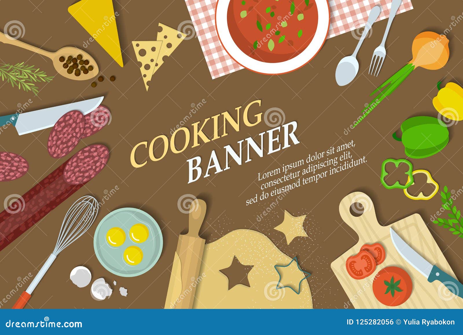 Cooking Banner with Kitchenware Stock Illustration - Illustration of ...