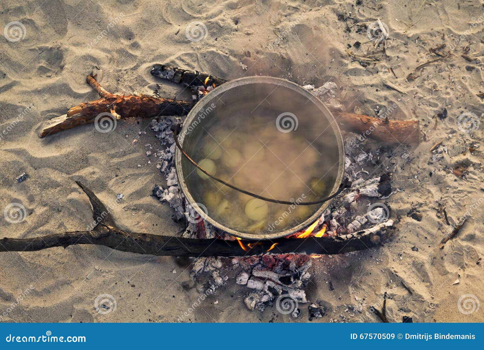 Cooking on the beach stock image. Image of handle, gear - 67570509