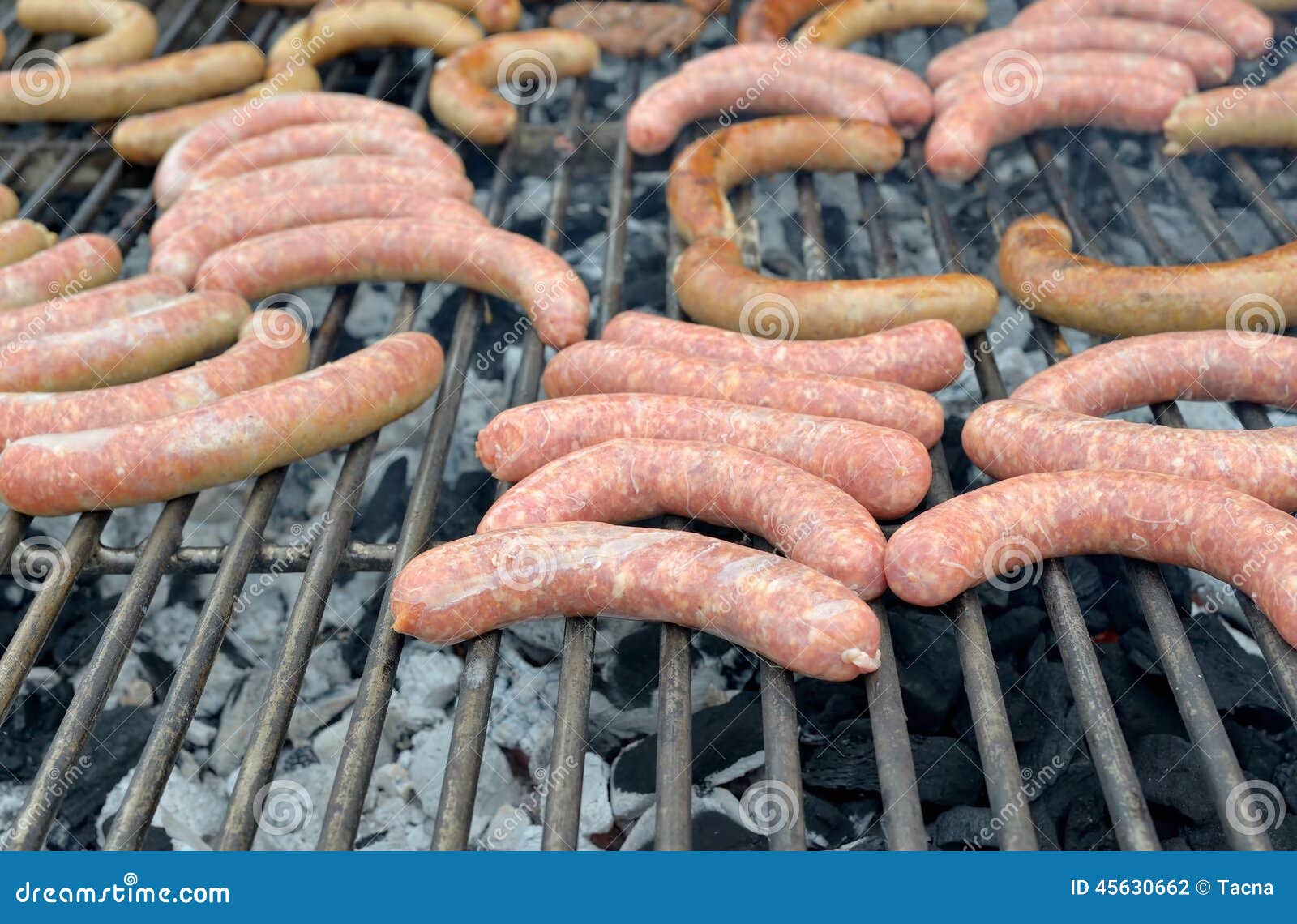 Cooking of Big Sausages Outdoors Stock Photo - Image of giant, catering ...