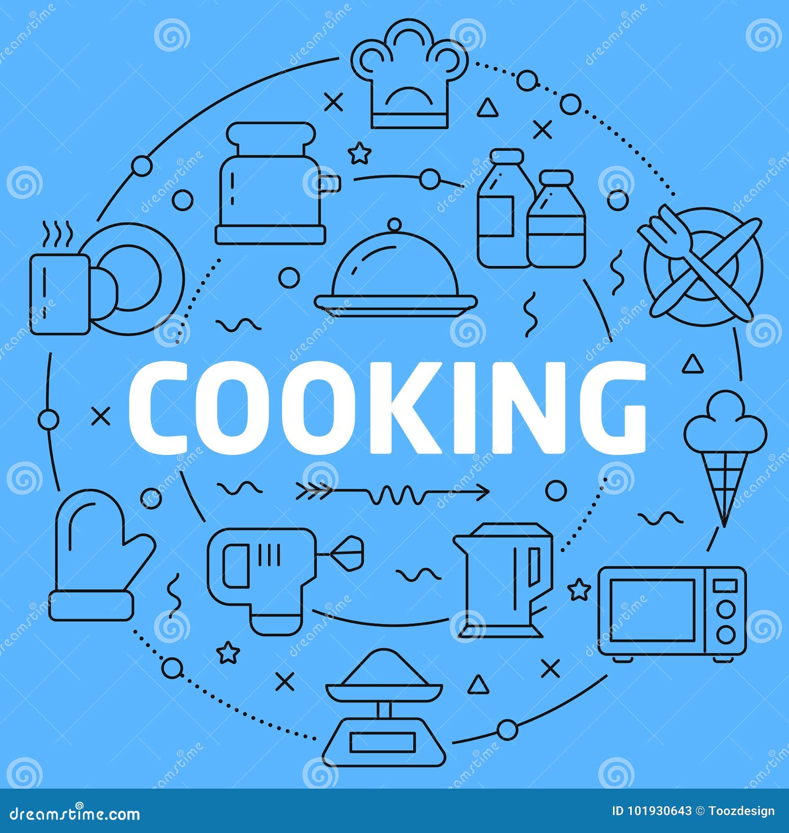 Cooking Blue Lines Illustration for Presentation Stock Vector ...