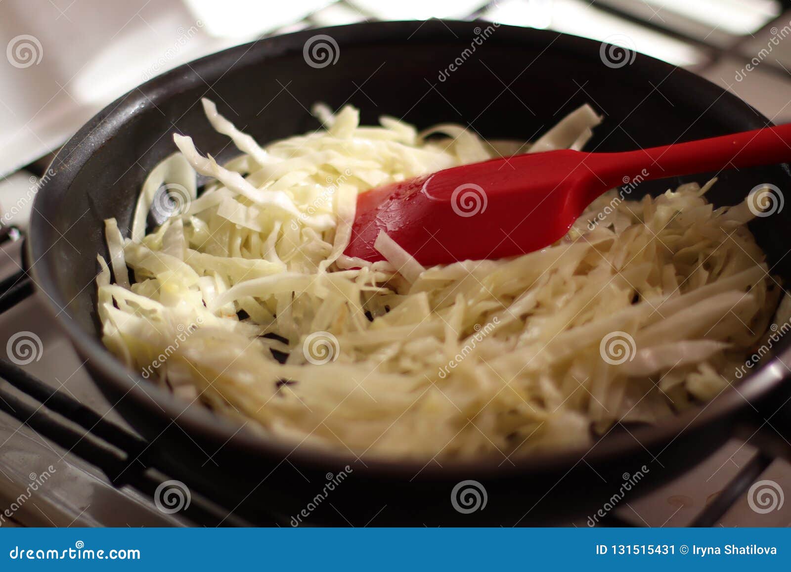 Iron Pan with Braised Cabbage, Horizontal Shot Stock Image - Image of ...