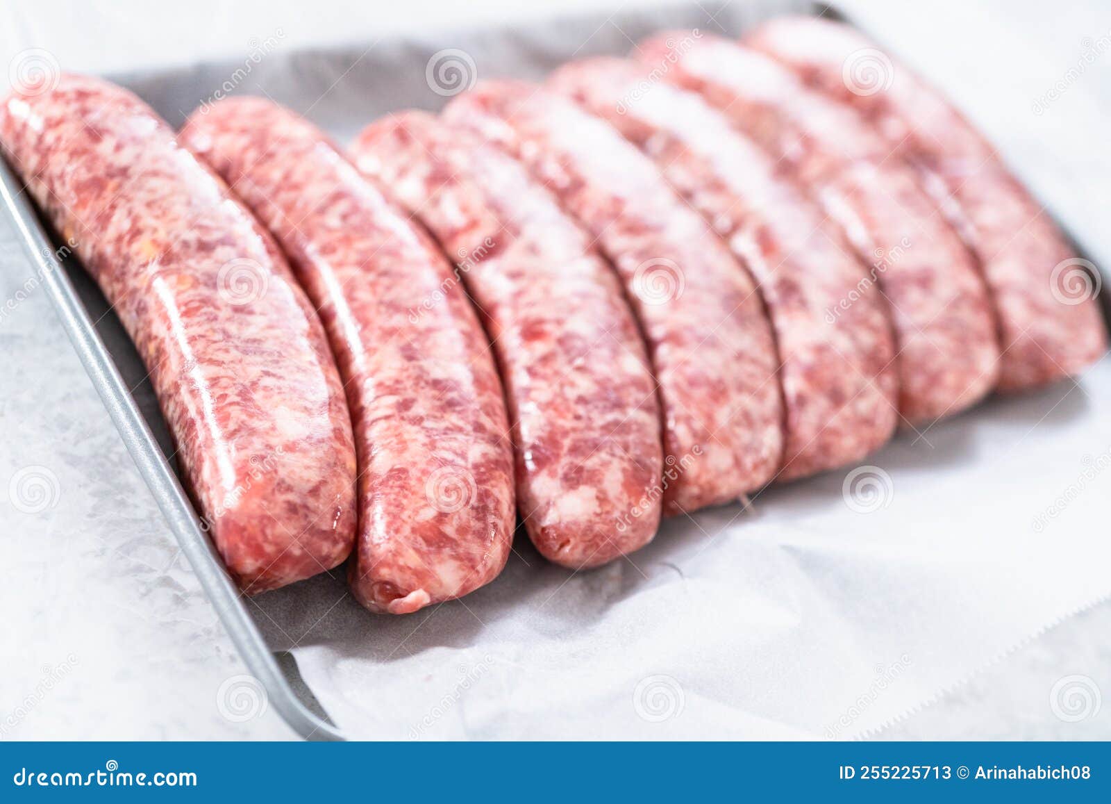 Cooking bratwurst stock image. Image of preparing, sausage - 255225713