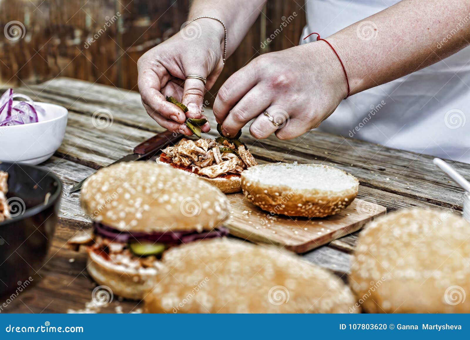 Cooking Burgers. the Process of Making Home-burger Stock Photo - Image ...