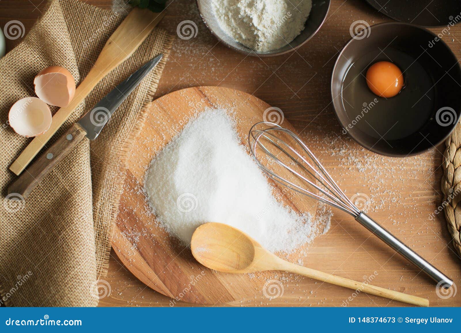 Cooking Cake on the Table and Baking Cake Ingredients Stock Image ...
