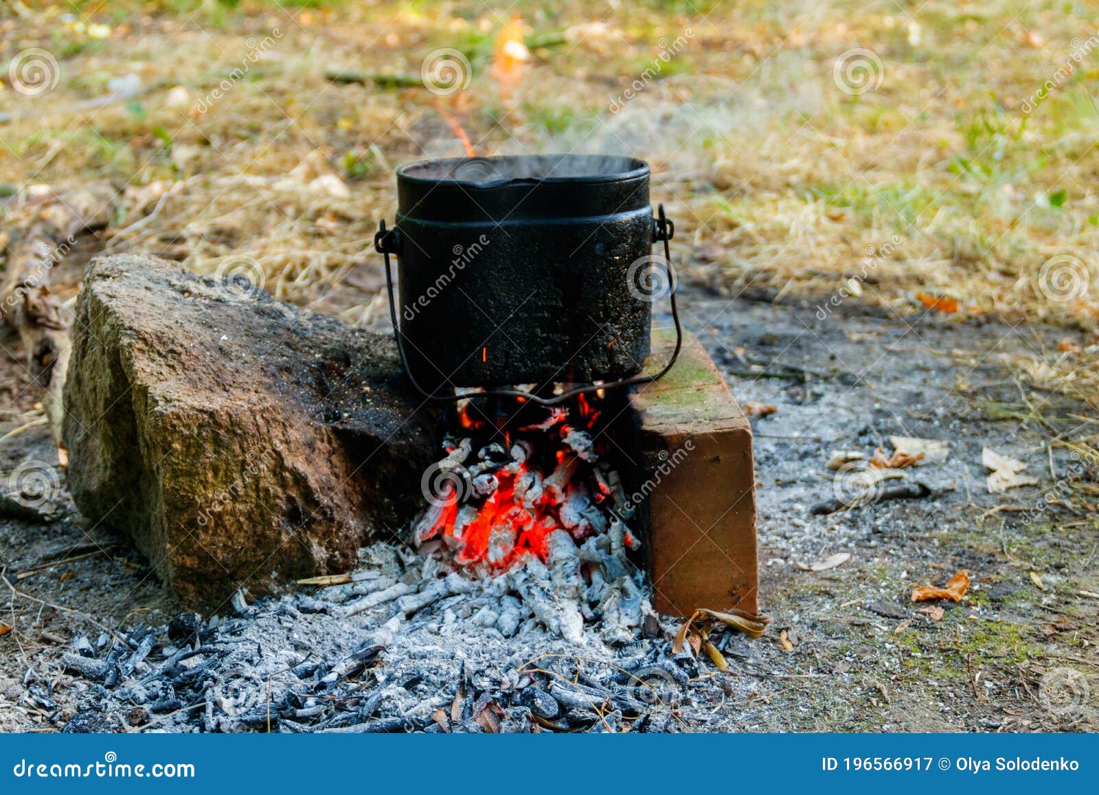 Cooking on Campfire in Camping Stock Image - Image of camping, cuisine ...