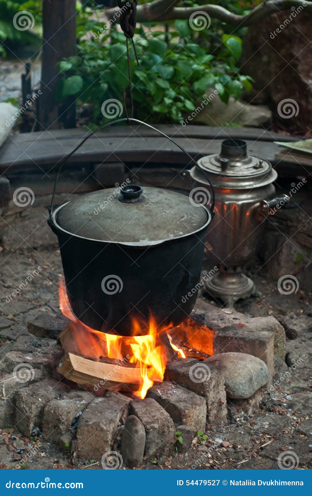 Cooking on campfire stock image. Image of leisure, nature - 54479527