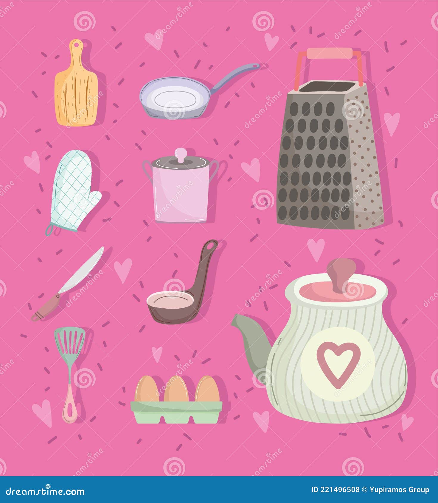 Cooking Cartoon Kitchenware Stock Vector - Illustration of lunch, food ...