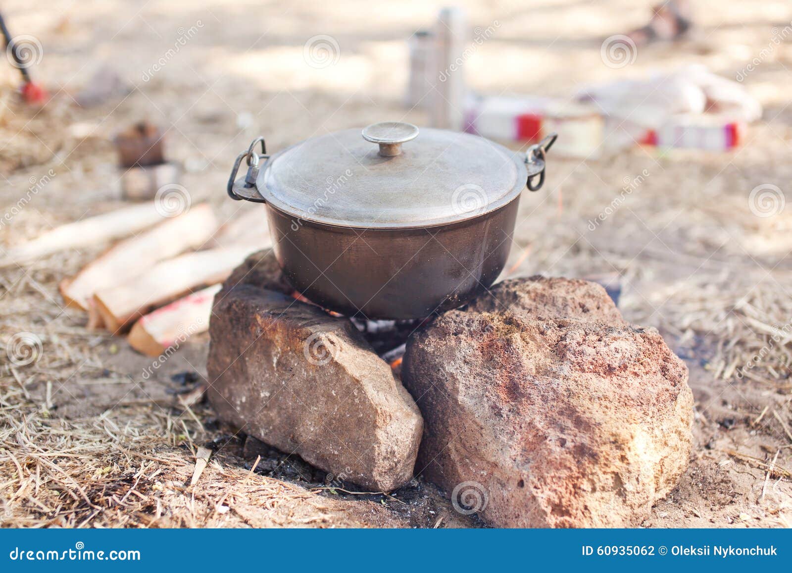 Cooking in the Cauldron on Fire Stock Photo - Image of embers, nature ...