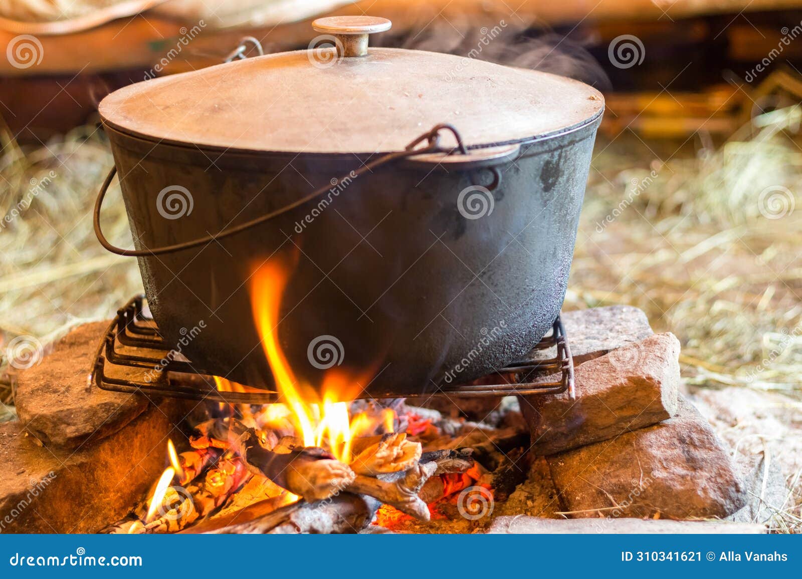 Cooking in a Cauldron on Fire Stock Image - Image of soup, prepare ...
