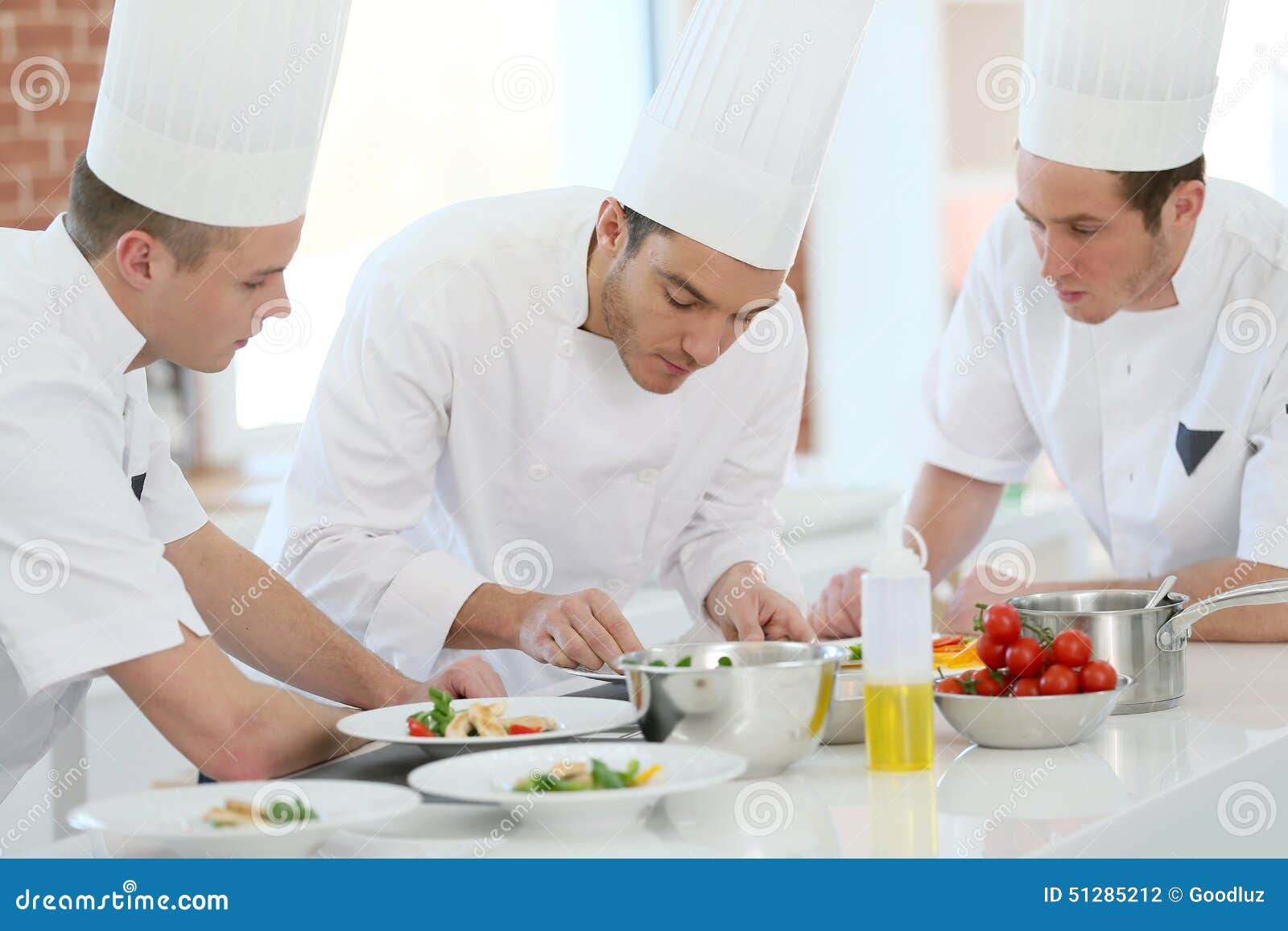 Cooking Chef Showing Skills To Apprentices Stock Photo - Image of toque ...