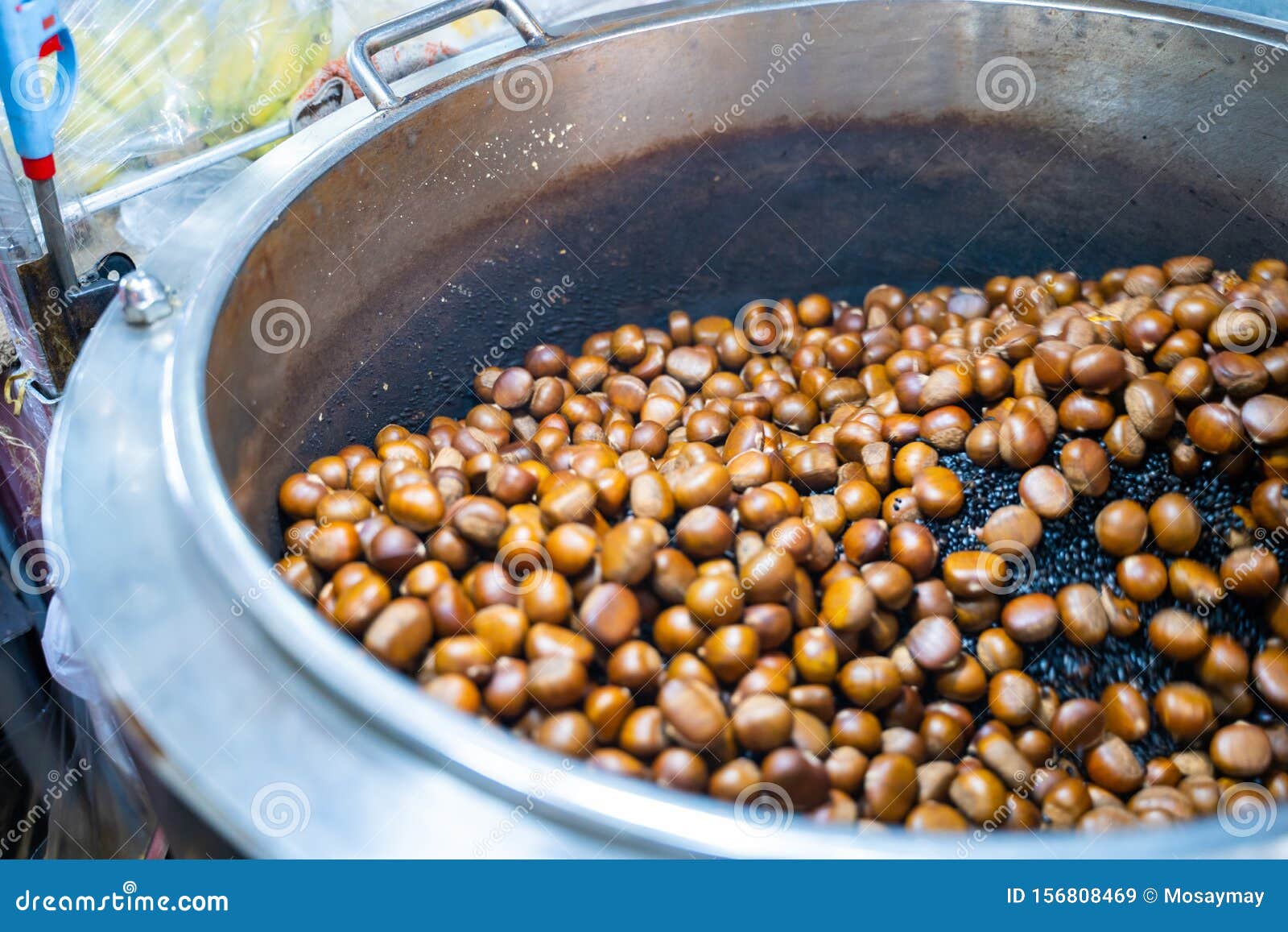 Cooking Chestnuts in Chestnut Roasting Machine Stock Image - Image of ...