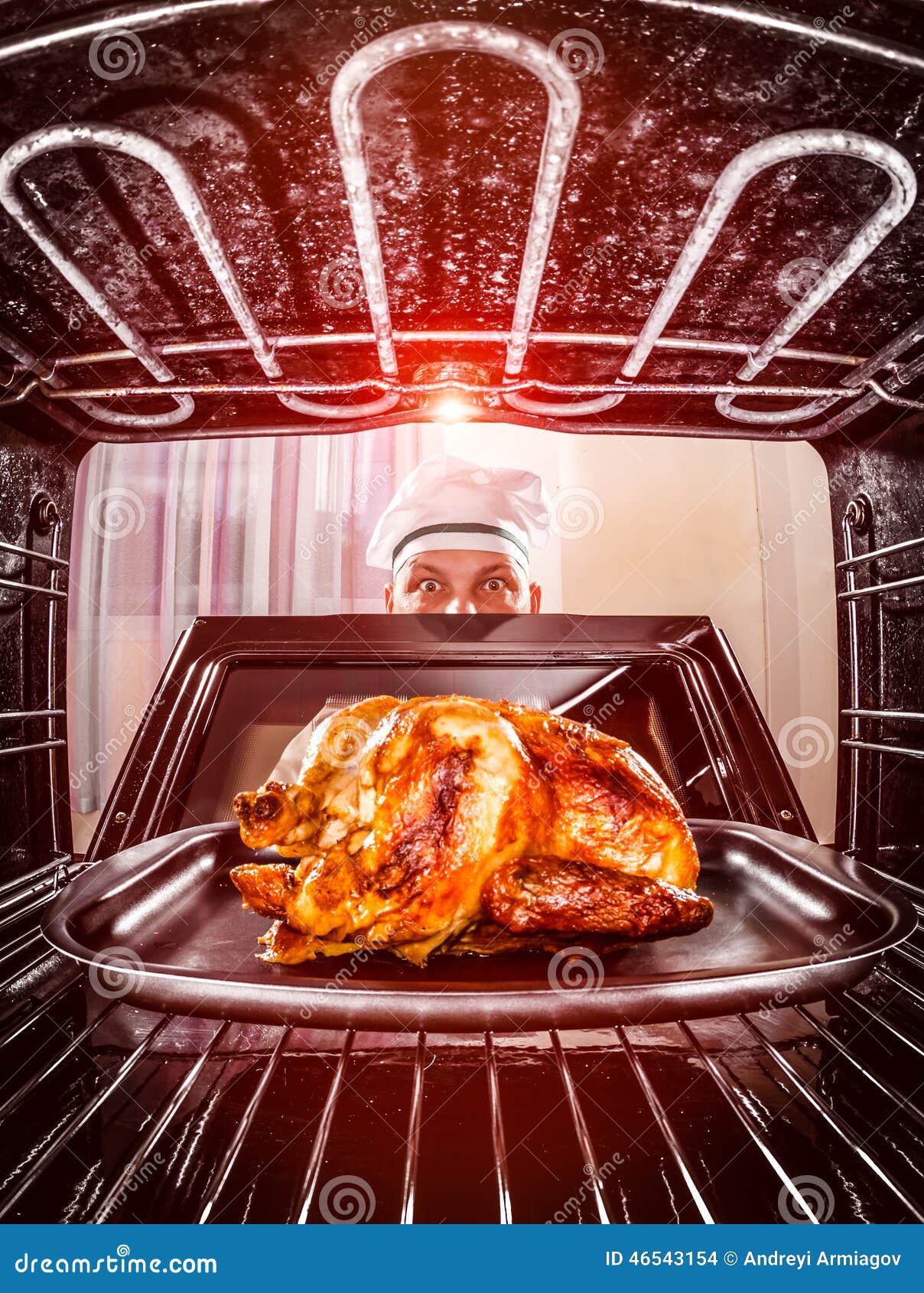 Cooking Chicken in the Oven. Stock Photo - Image of pull, chicken: 46543154