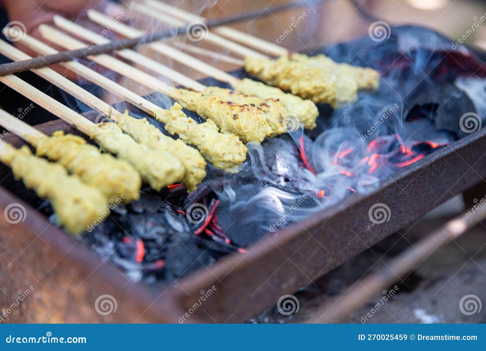 Cooking Chicken Satay stock image. Image of spicy, southeast - 270025459
