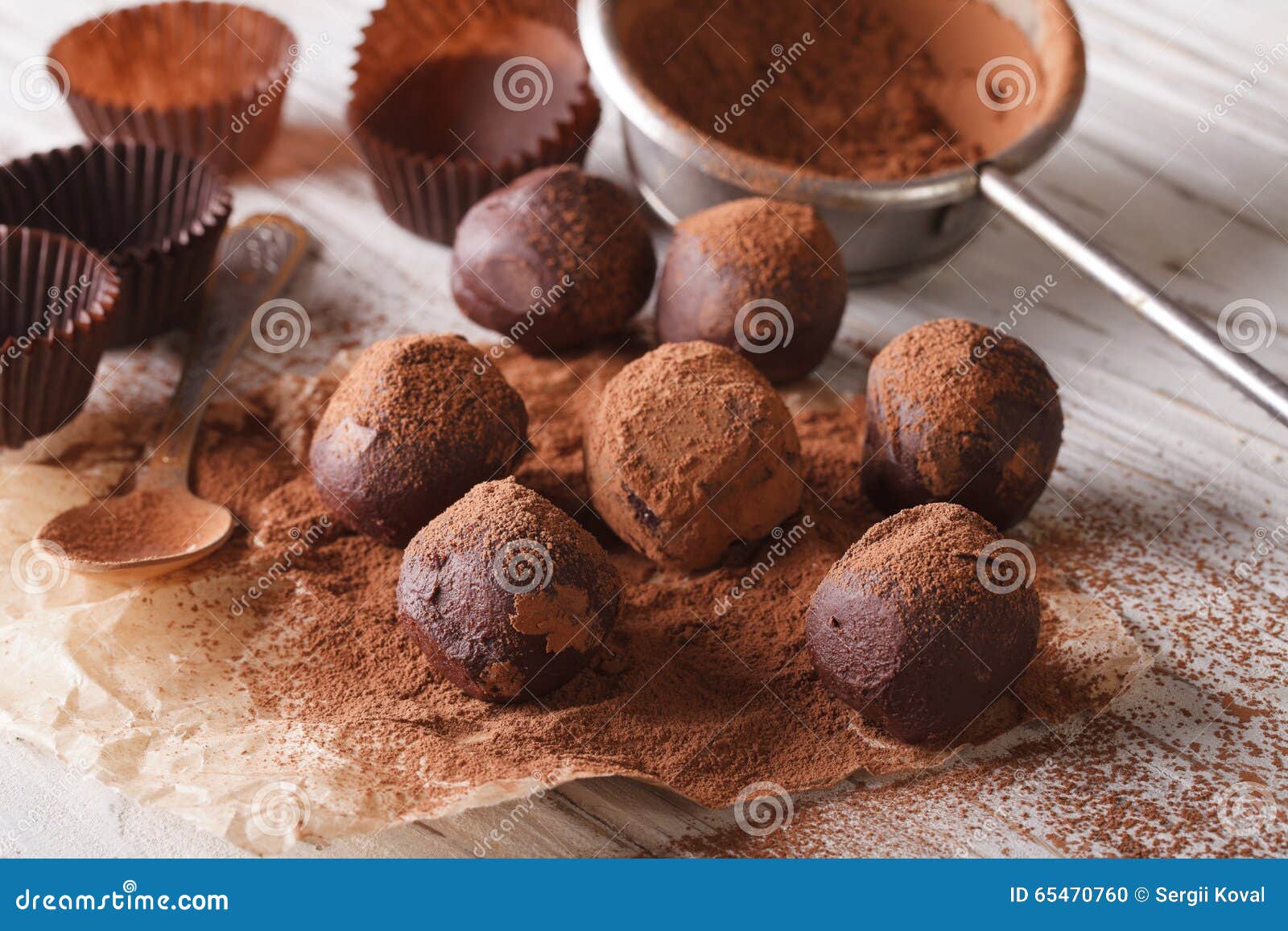 Cooking Chocolate Truffles Close-up. Horizontal Stock Photo - Image of ...