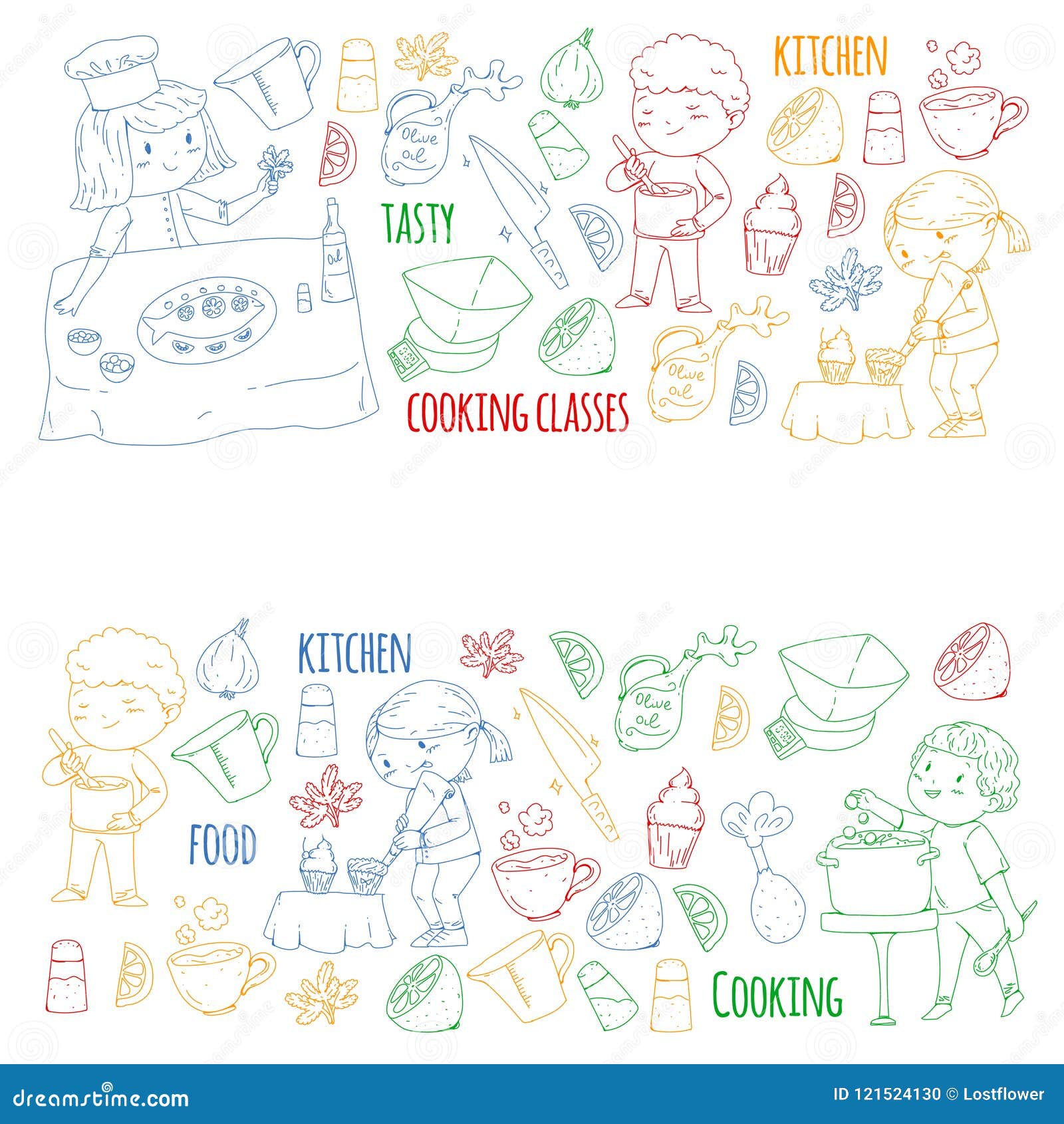 Cooking Class Banners, Courses for Little Kindergarten Children ...