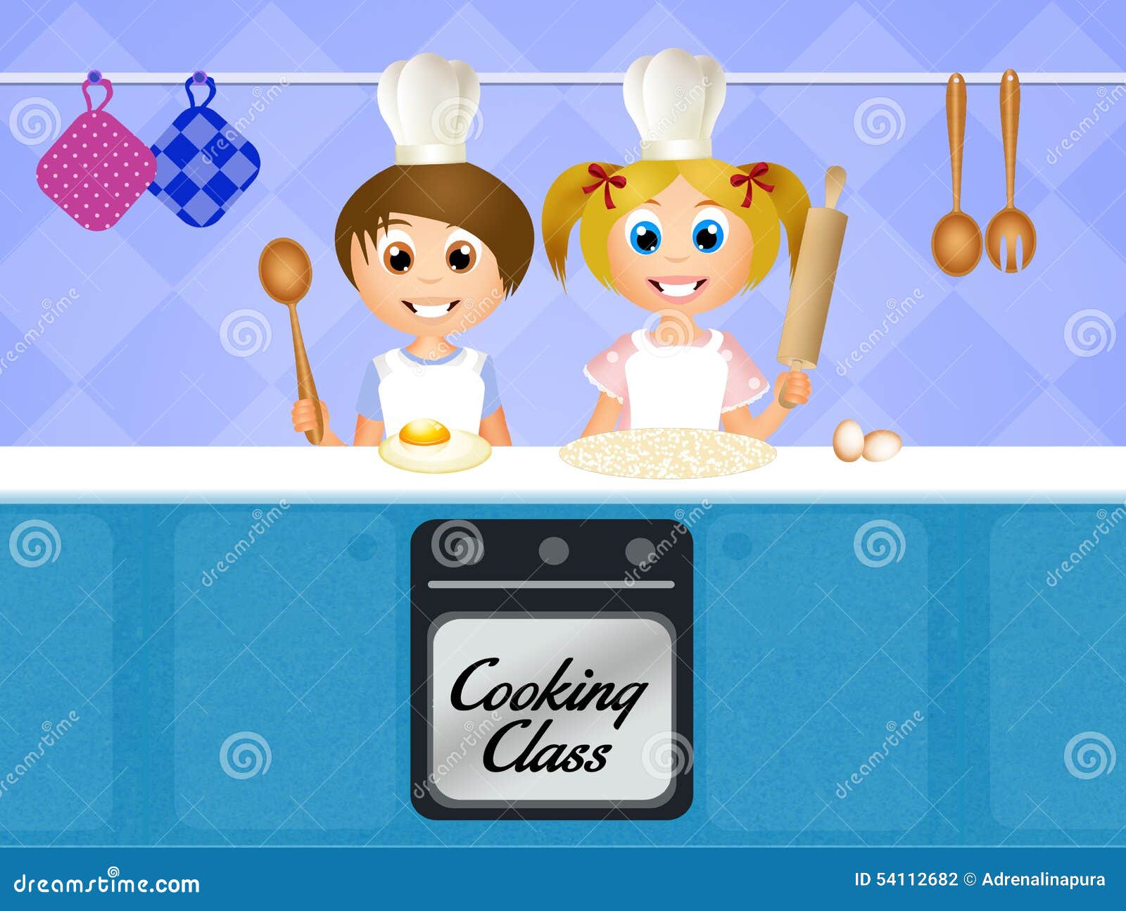 Cooking class for children stock illustration. Illustration of ...