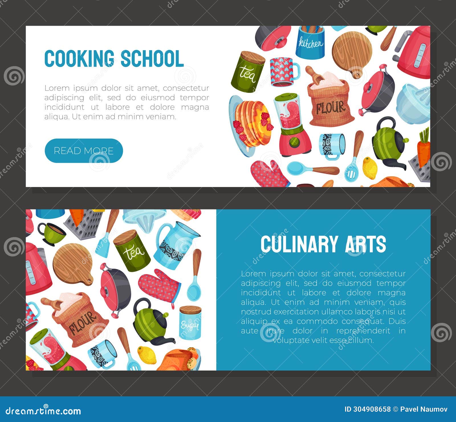Cooking Class and Kitchen Utensil Banner Design Vector Template Stock ...