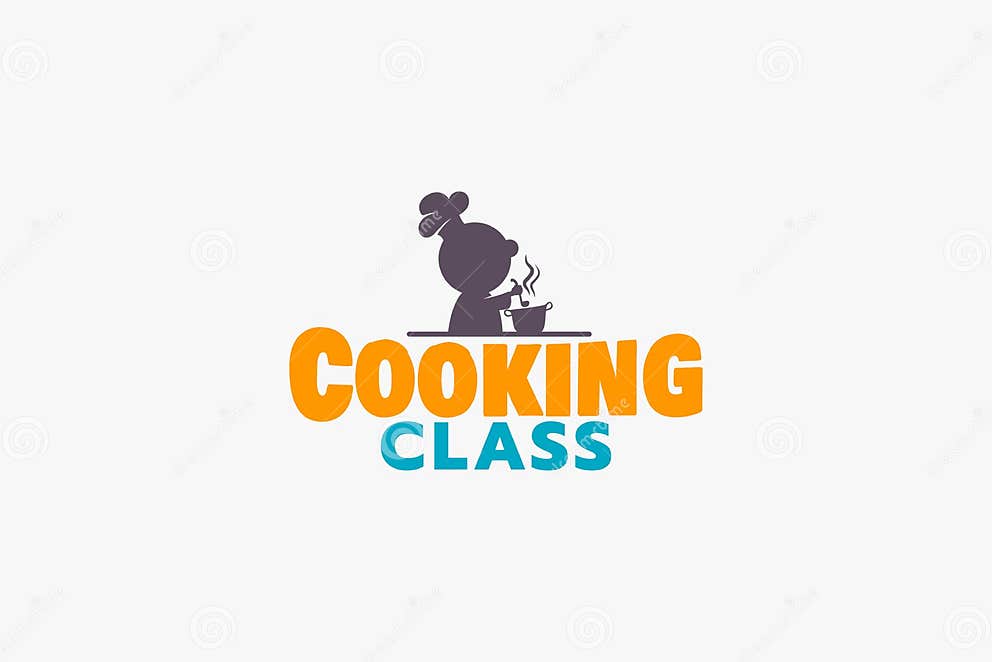 Cooking Class Logo with a Silhouette of a Child Cooking with a Cauldron ...