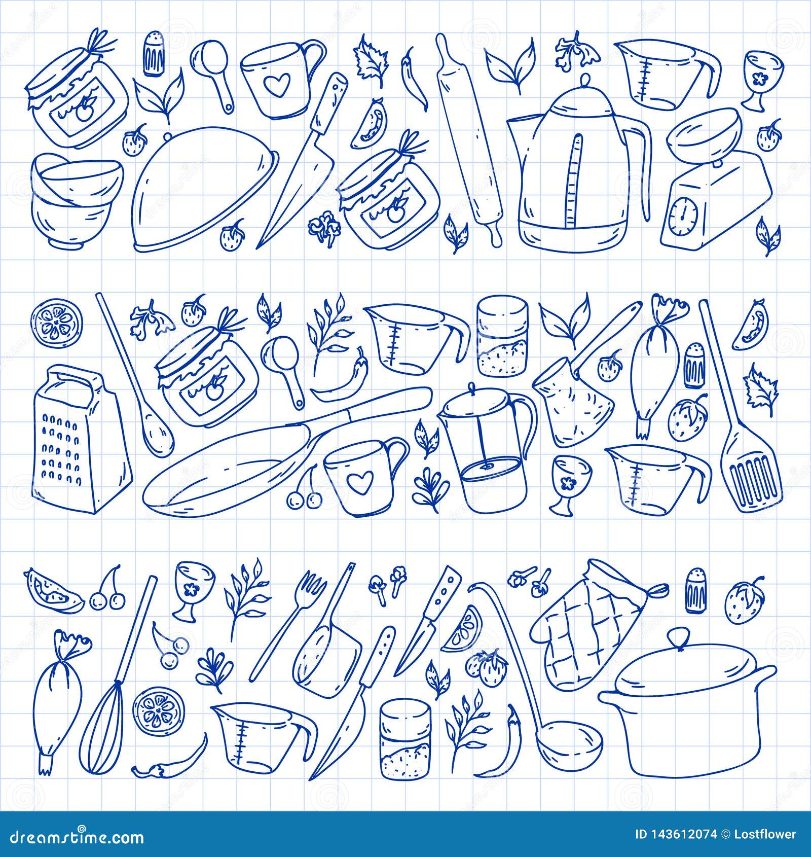 Cooking Class, Menu. Kitchenware, Utencils Food and Kitchen Icons Stock ...