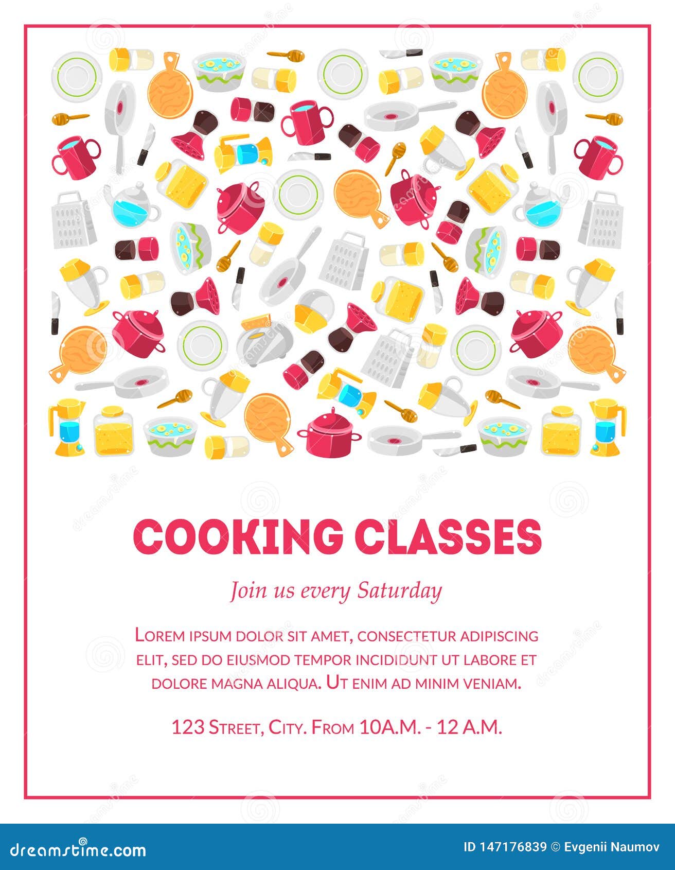 Cooking Classes Banner Template, Culinary School Card with Place for ...