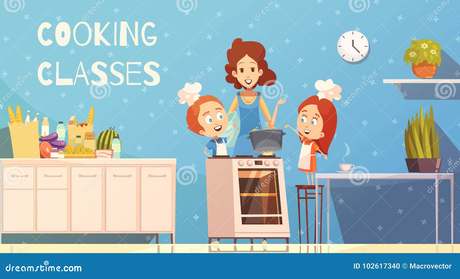Cooking Classes for Children Vector Illustration Stock Vector ...