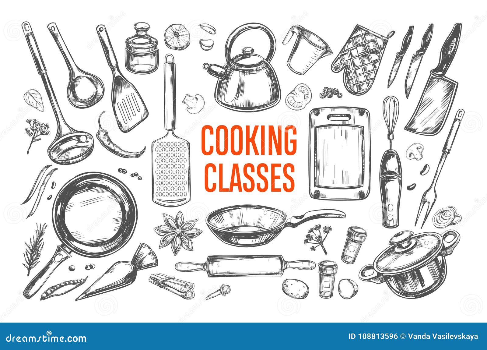 Cooking Classes and Kitchen Stock Vector - Illustration of collection ...