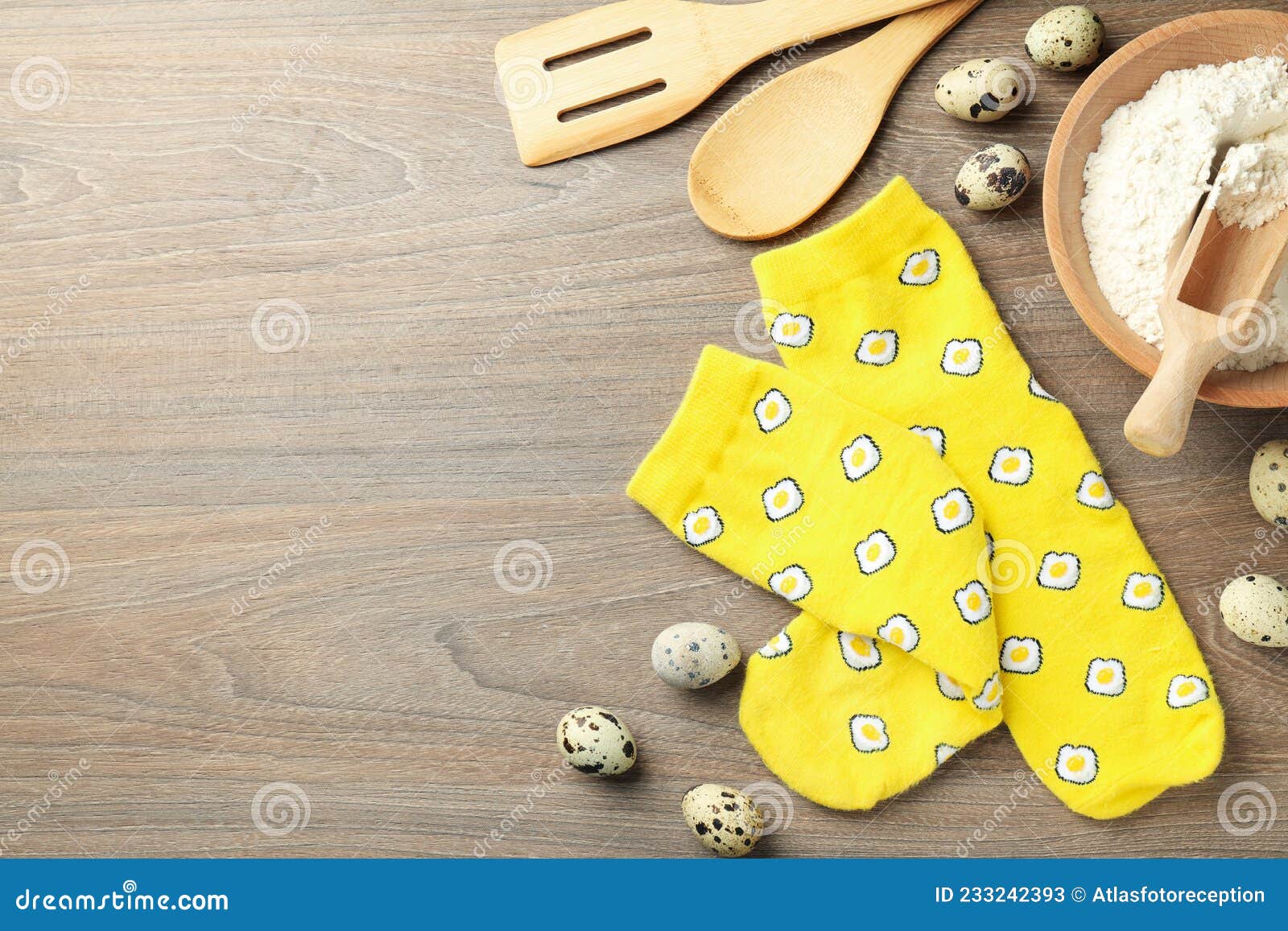 Cooking Concept with Socks with Eggs on Wooden Background Stock Image ...