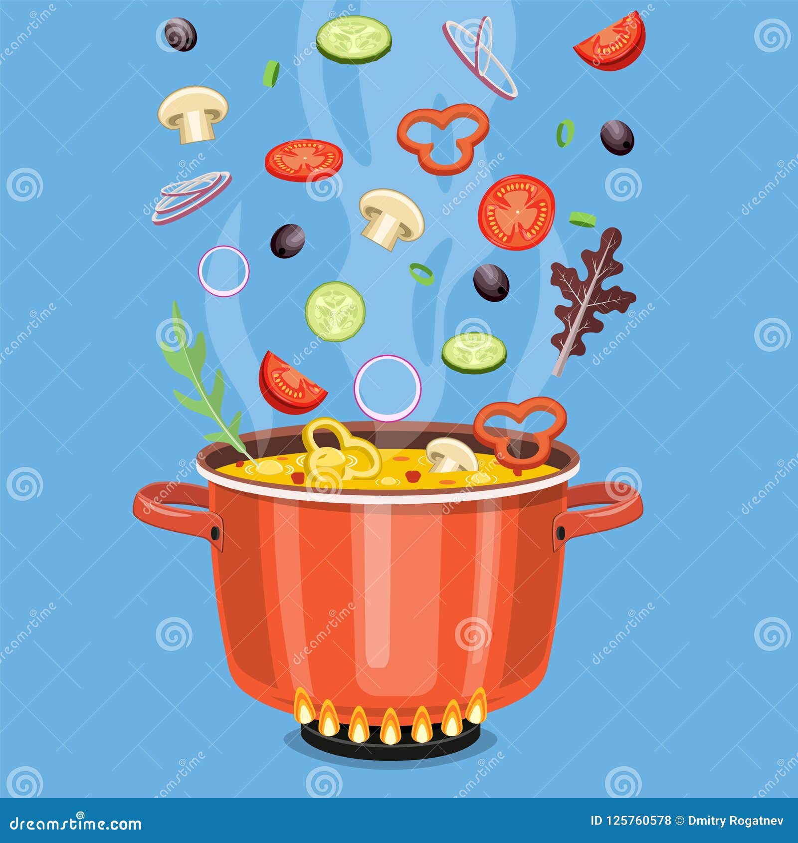 Cooking Concept. On The Stove, Boil The Soup Vector Illustration ...