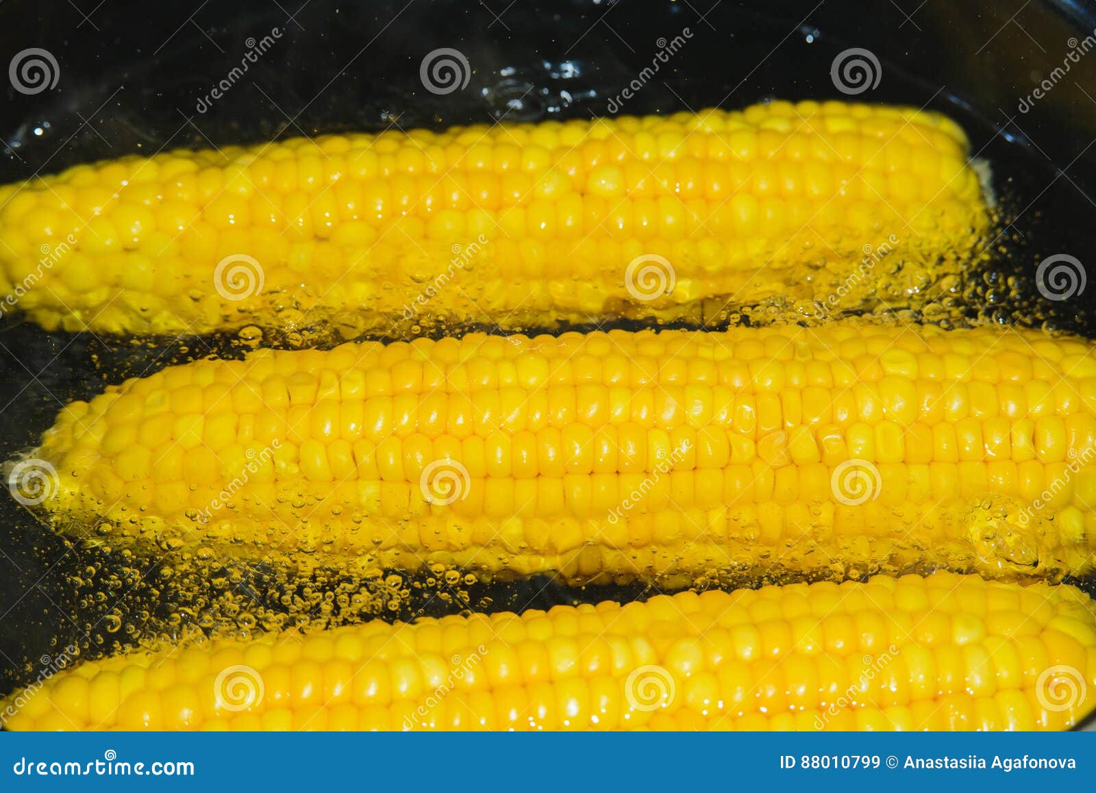 Cooking Corn in a Pan in the Kitchen Stock Image - Image of cuisine ...