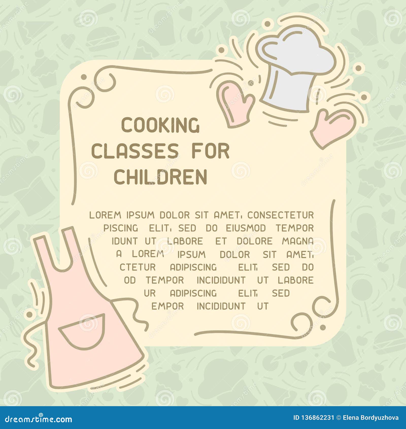 Cooking Course Advertising with Sample Text Stock Vector - Illustration ...
