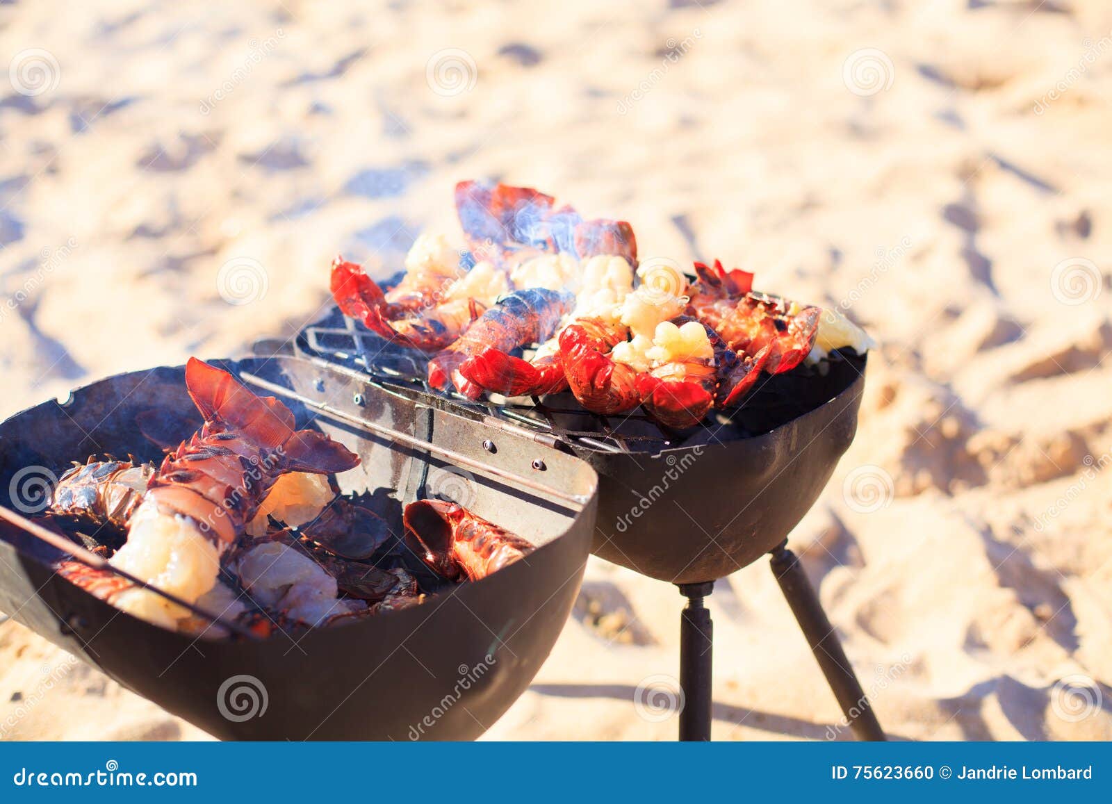 Cooking Crayfish on the Beach Stock Photo - Image of fish, prepared ...