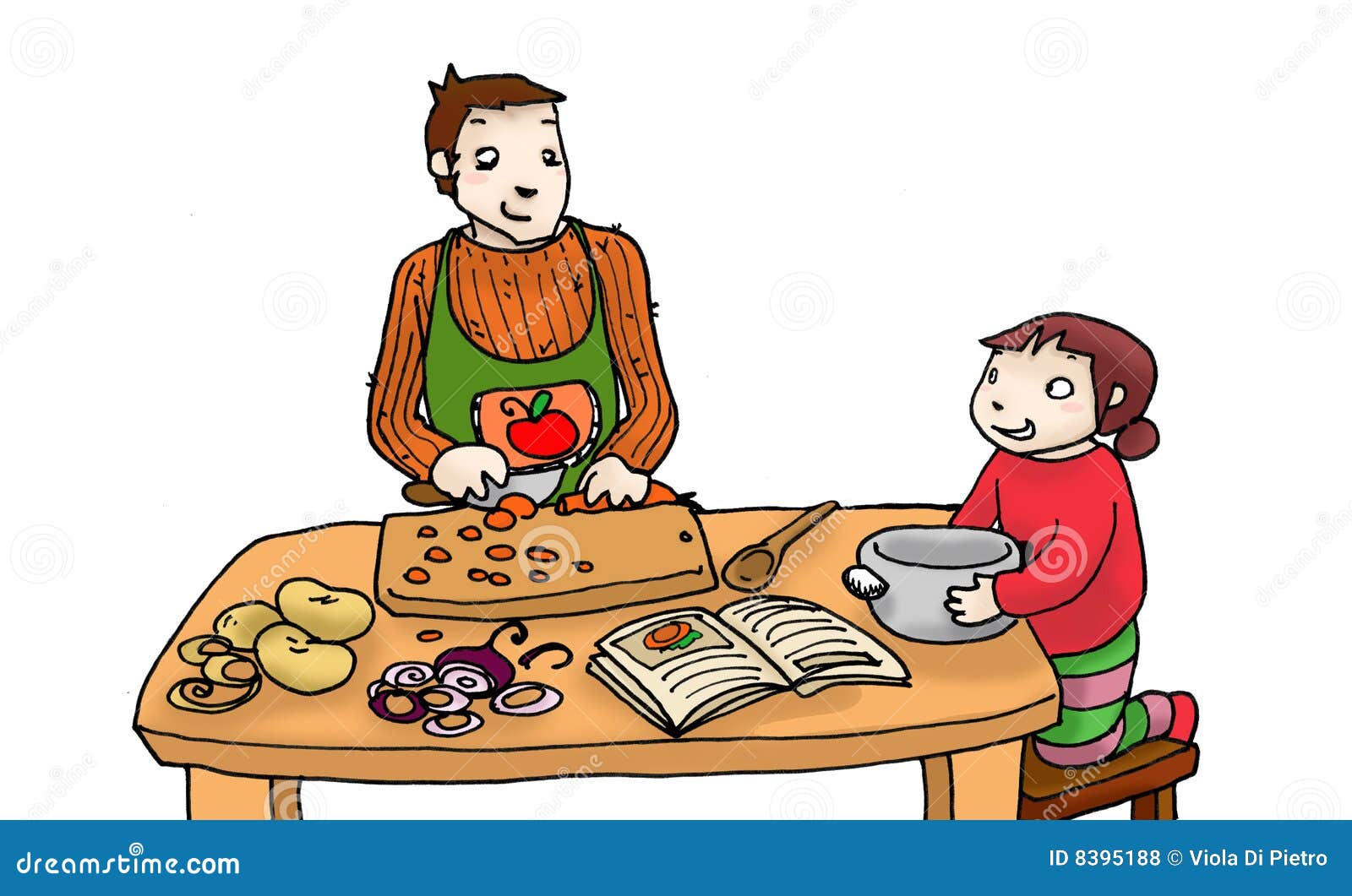 Cooking with daddy stock illustration. Illustration of learning - 8395188
