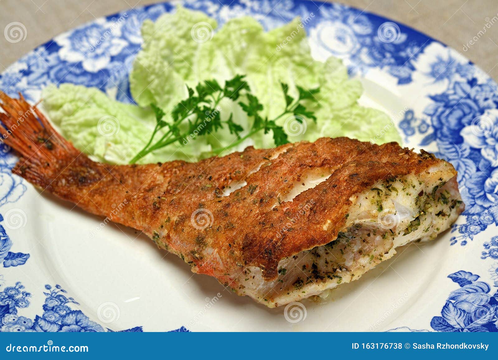 Cooking deep-sea perch stock photo. Image of slimehead - 163176738