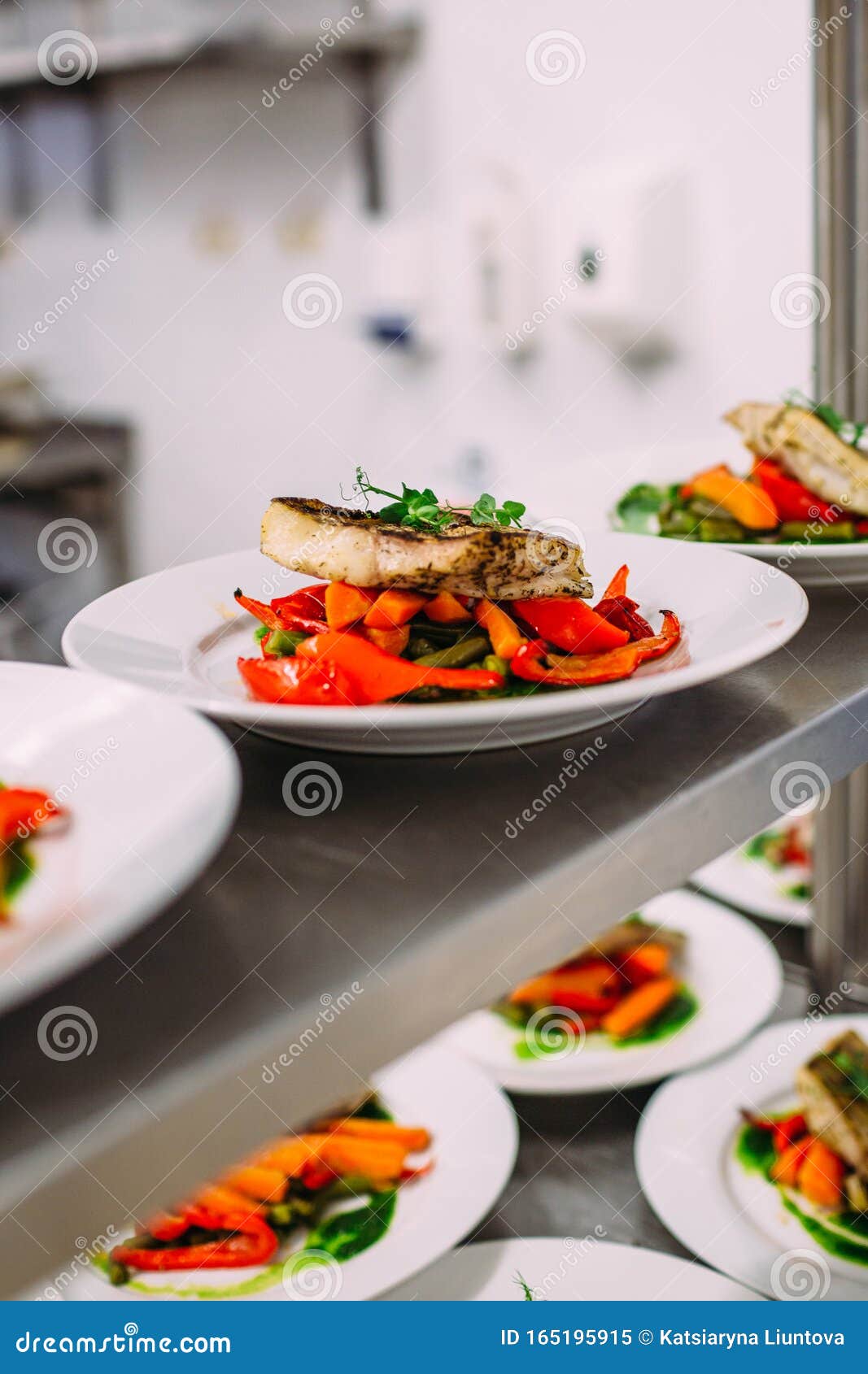 Catering on Holiday. Cooking a Delicious Main Course in the Restaurant ...